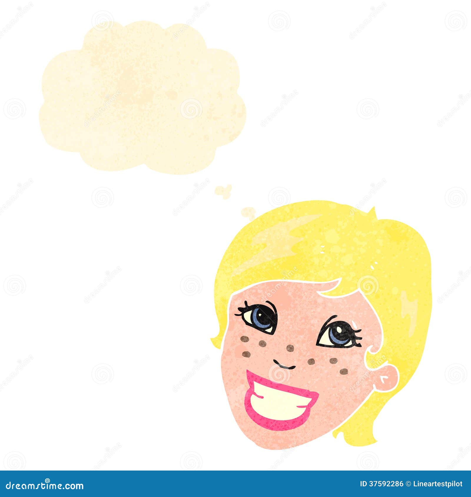 Retro Cartoon Grinning Woman Stock Vector - Illustration of drawing ...