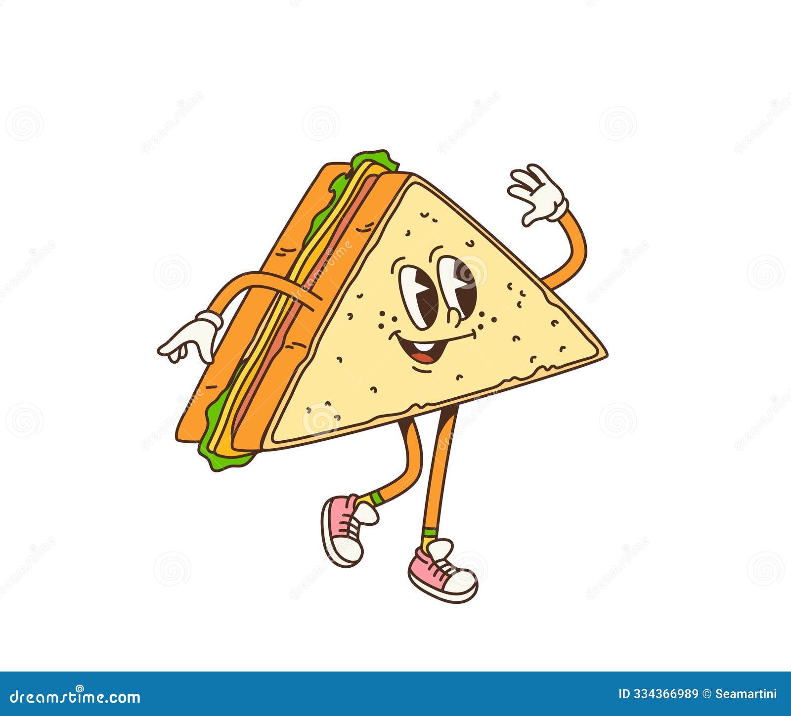 Retro Cartoon Groovy Breakfast Sandwich Character Stock Vector ...