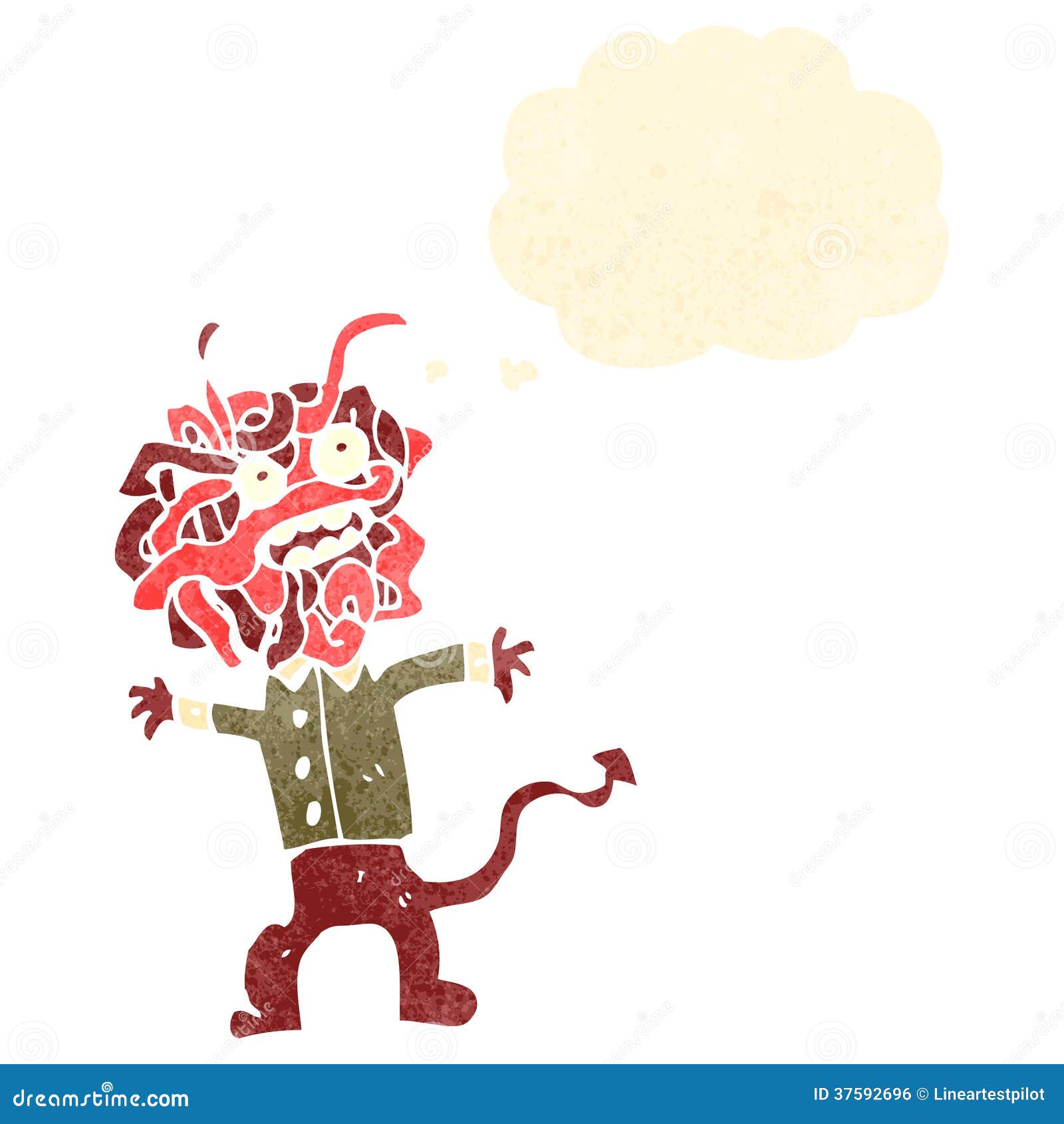 Retro Cartoon Gross Spaghetti Head Monster Stock Vector - Illustration ...