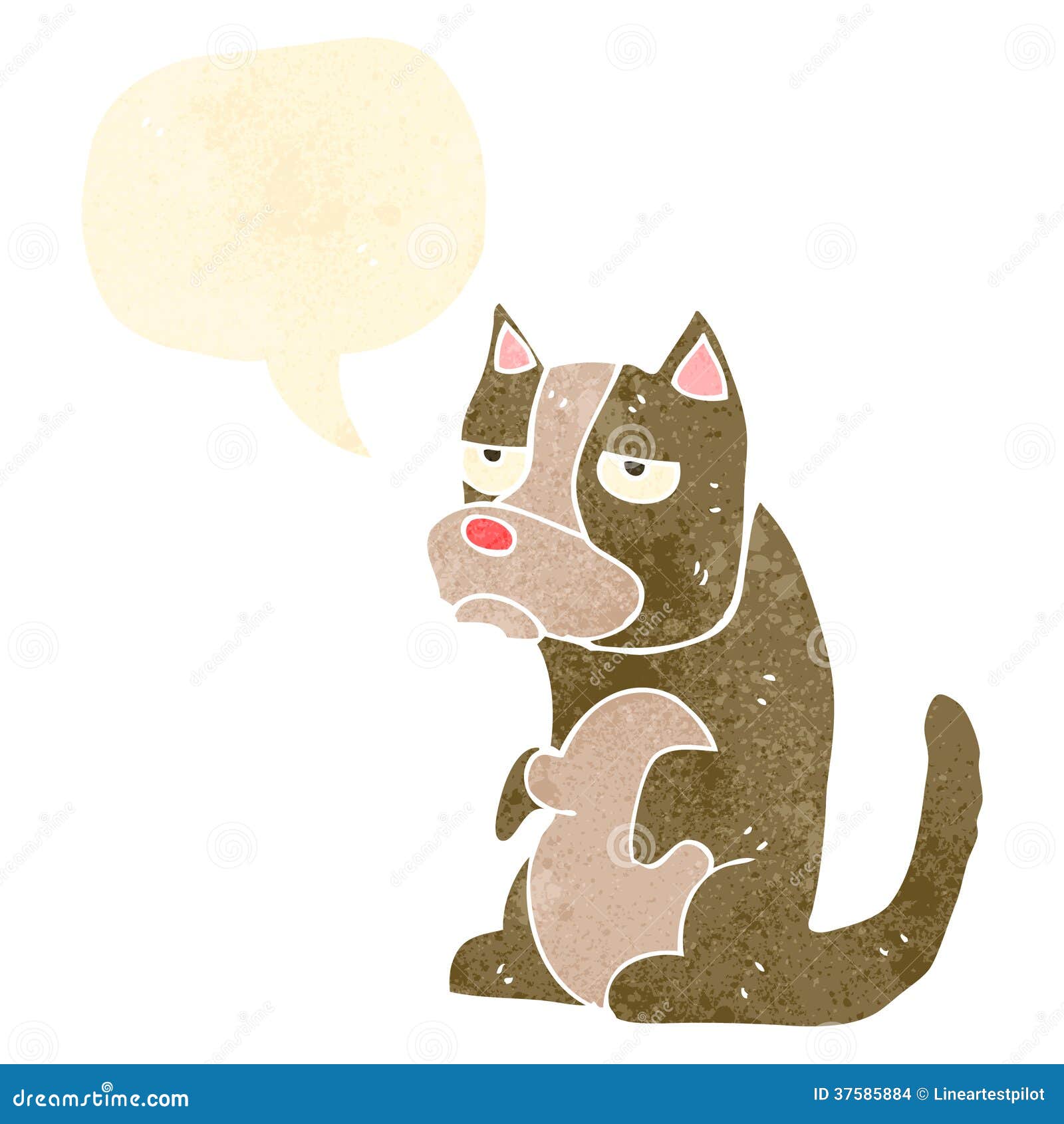 Retro Cartoon Grumpy Little Dog Stock Vector - Illustration of hand ...