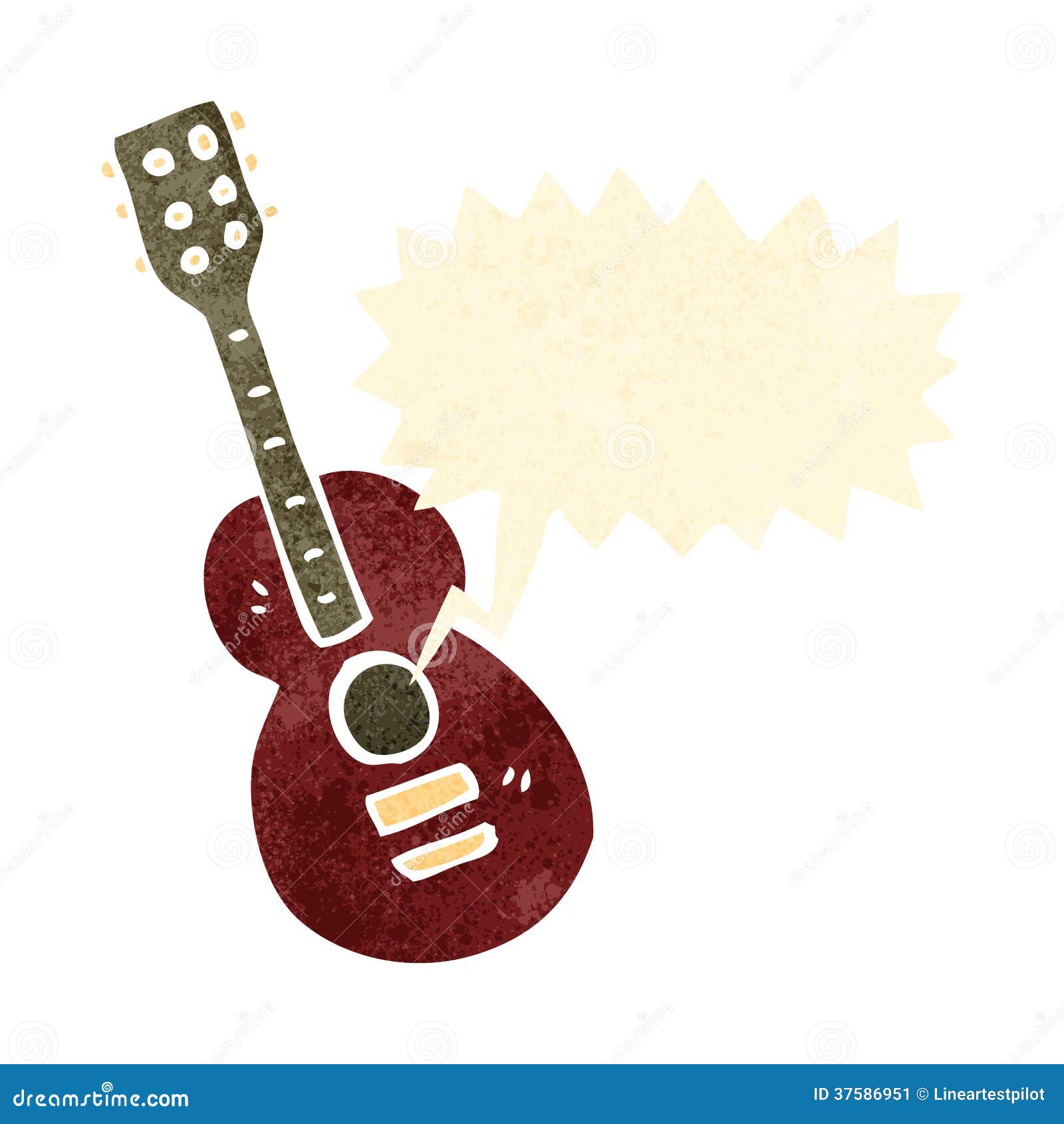 Retro cartoon guitar stock vector. Illustration of funny - 37586951
