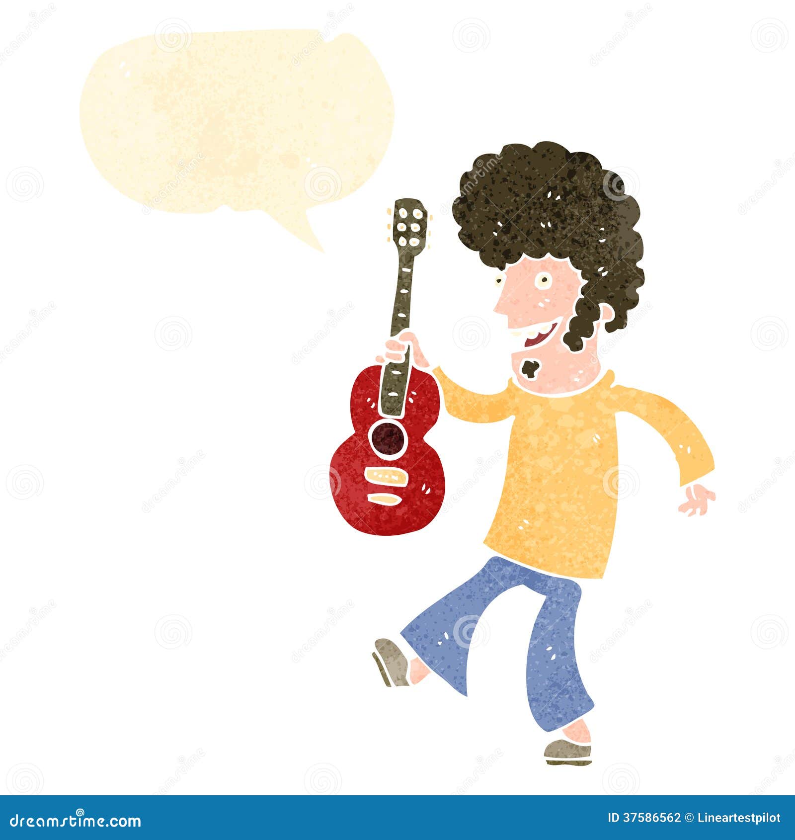 Retro Cartoon Guitar Player Stock Vector - Illustration of character ...
