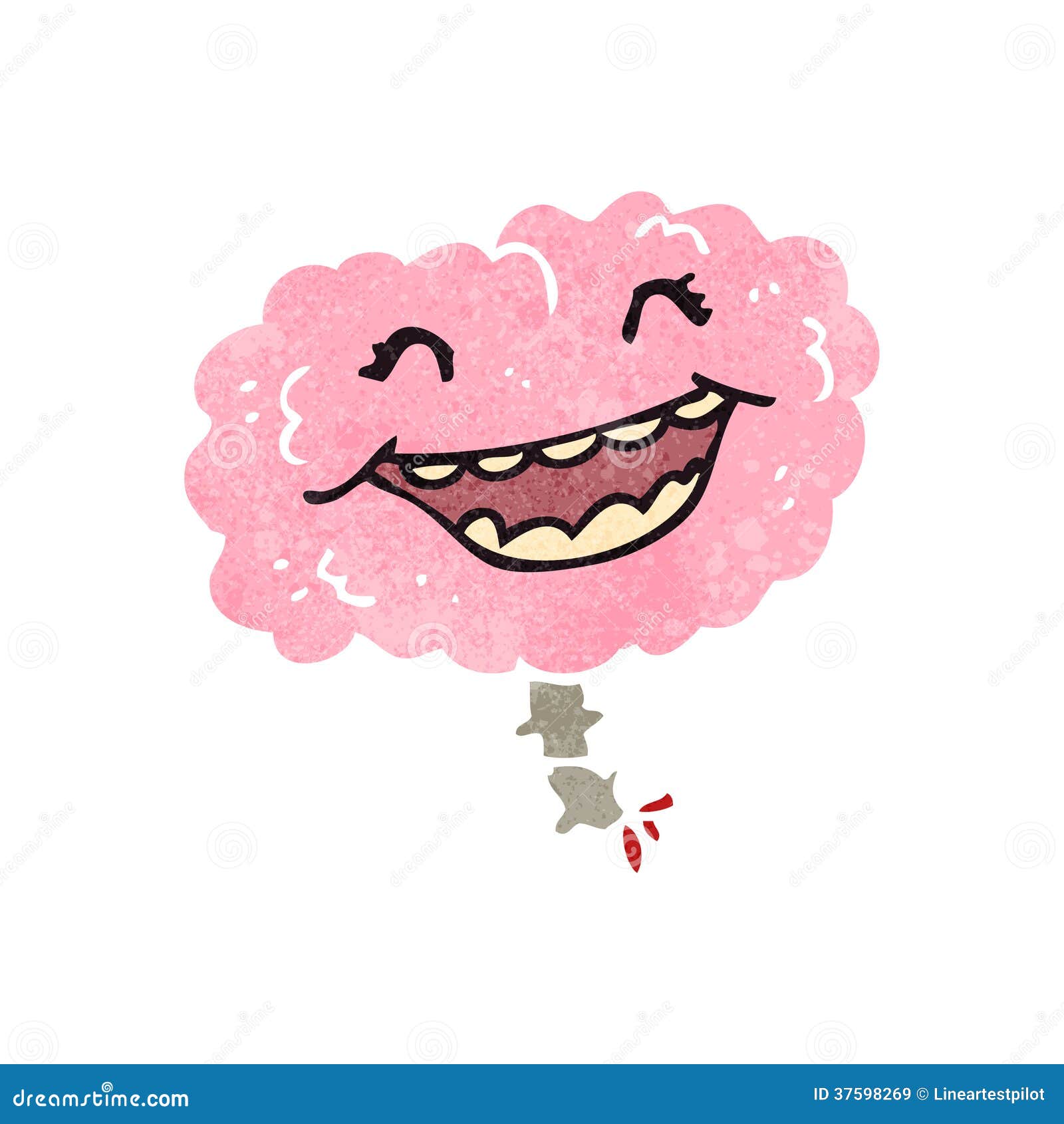 Retro cartoon happy brain stock vector. Illustration of hand - 37598269