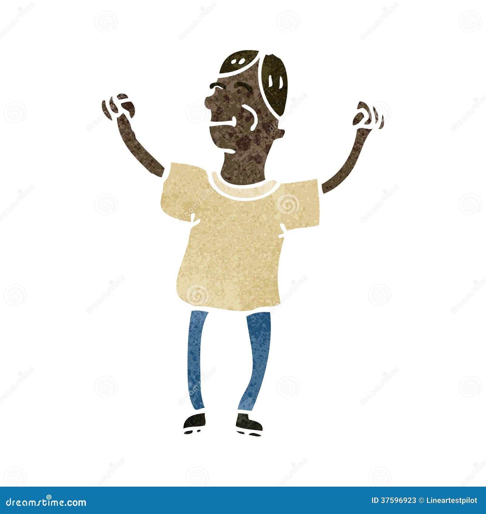 Retro cartoon happy man stock vector. Illustration of grunge - 37596923