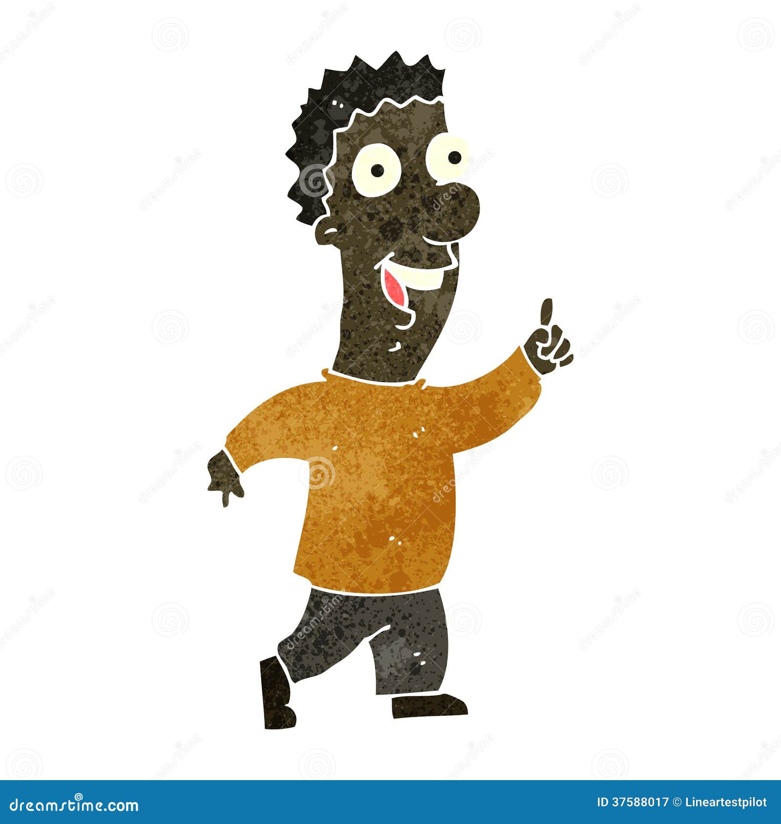 Retro Cartoon Happy Man with Idea Stock Illustration - Illustration of ...