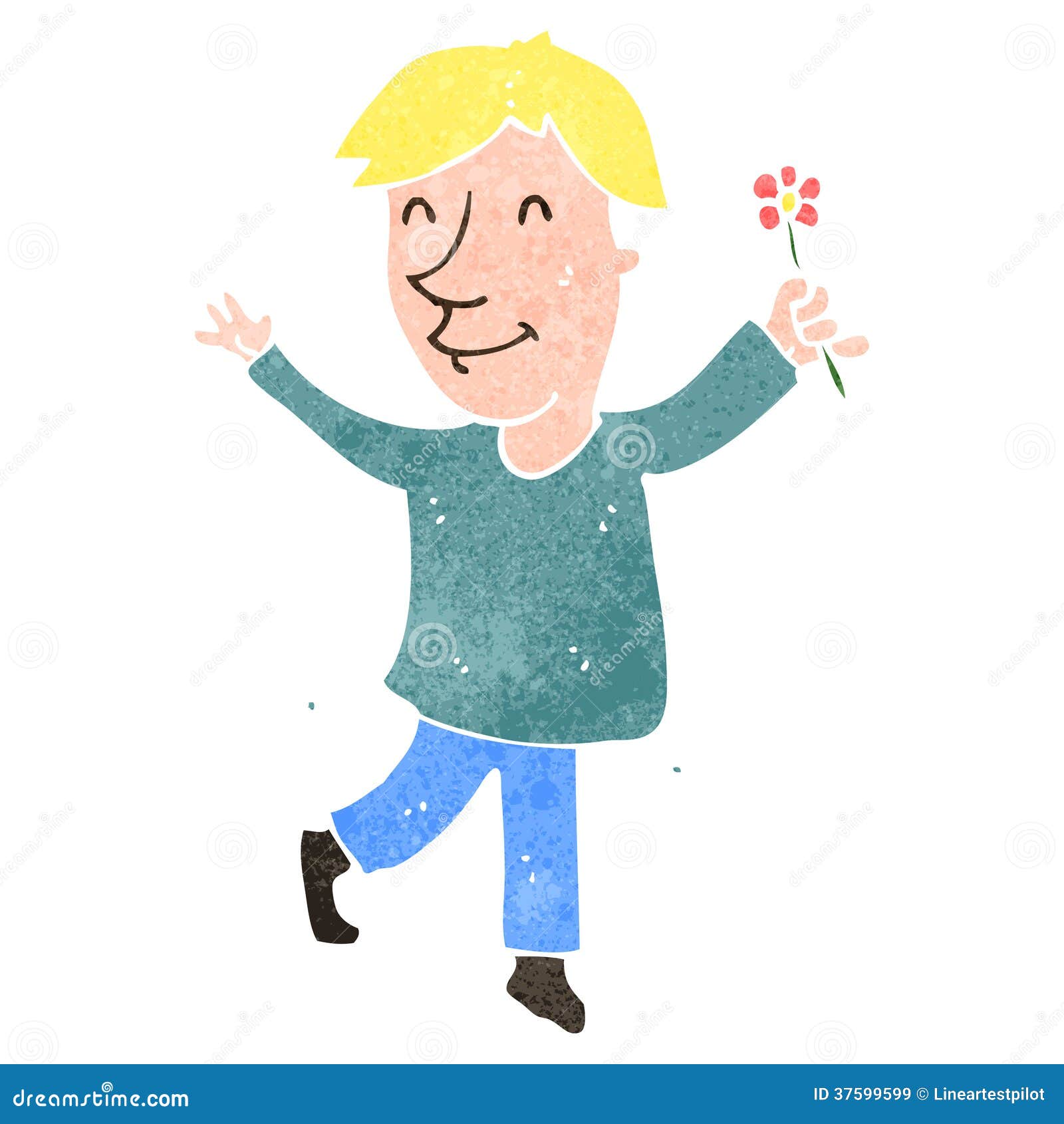 Retro cartoon happy man stock vector. Illustration of watercolor - 37599599