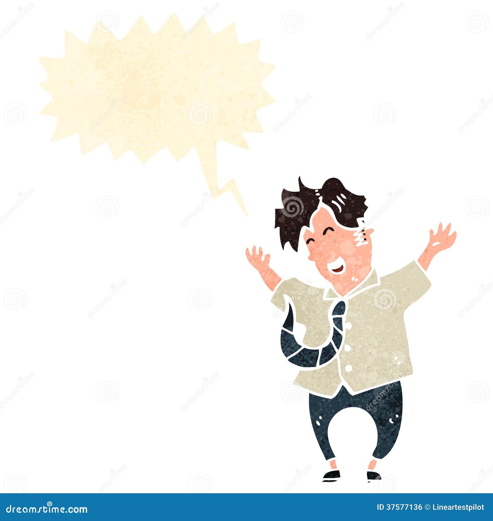 Retro Cartoon Happy Office Worker Stock Vector - Illustration of cloud ...