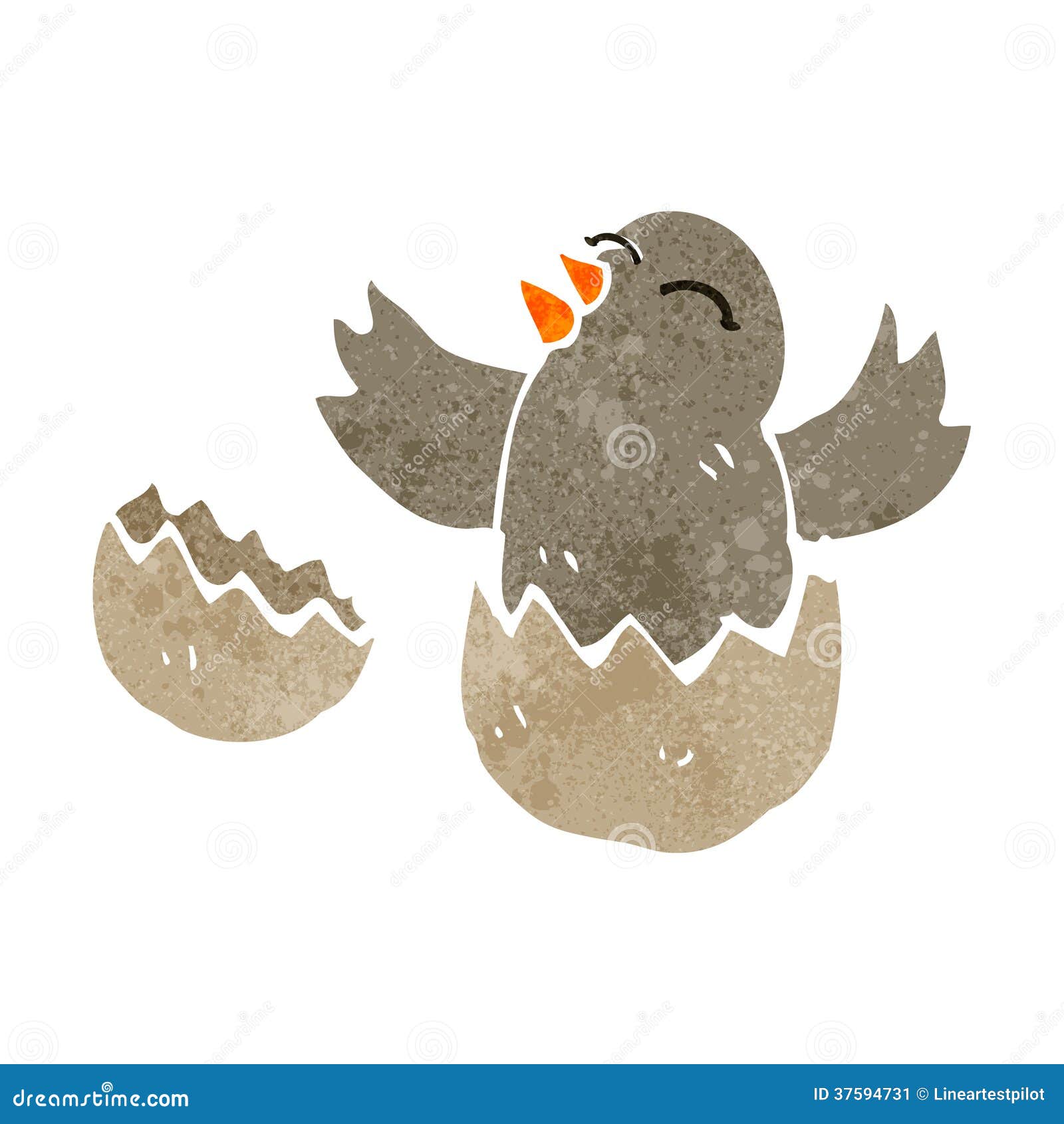 Retro Cartoon Hatching Bird Stock Vector - Illustration of watercolor ...