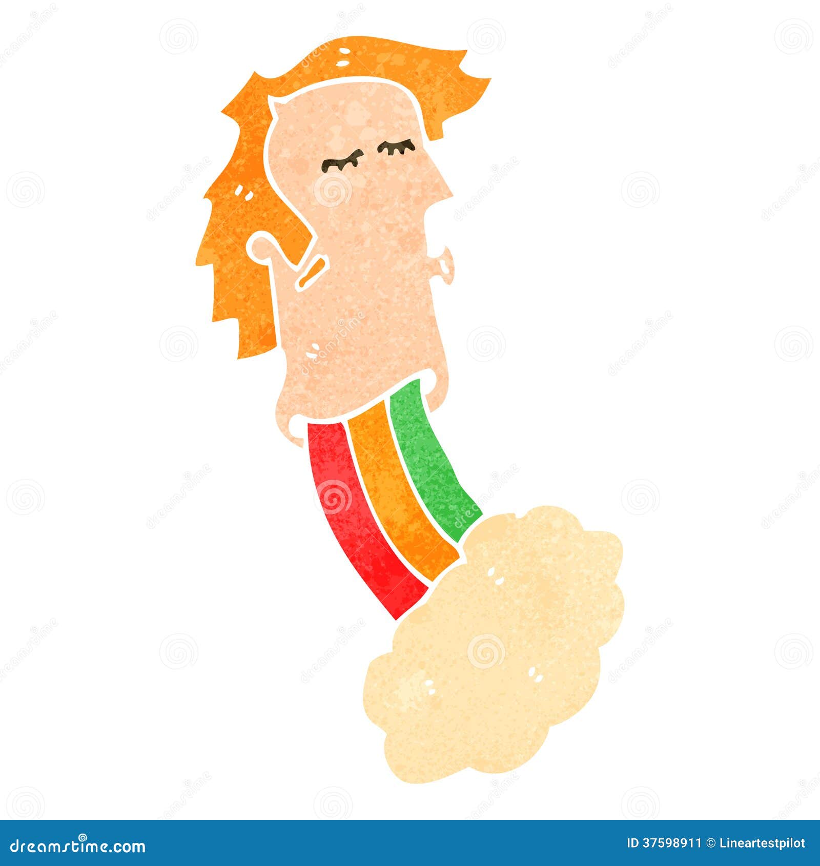 Retro Cartoon Head in Cloud Stock Vector - Illustration of colorful ...