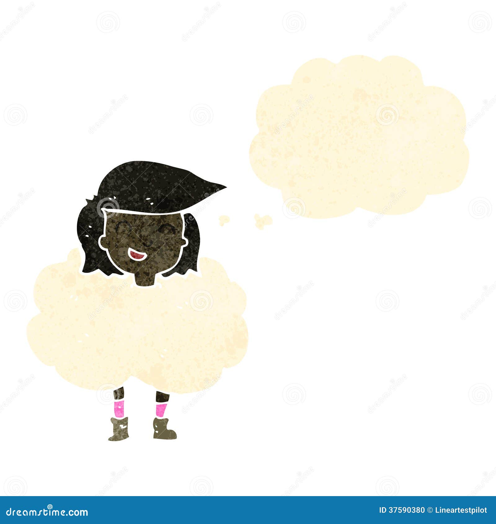 Retro Cartoon Head in Clouds, Stock Illustration - Illustration of ...