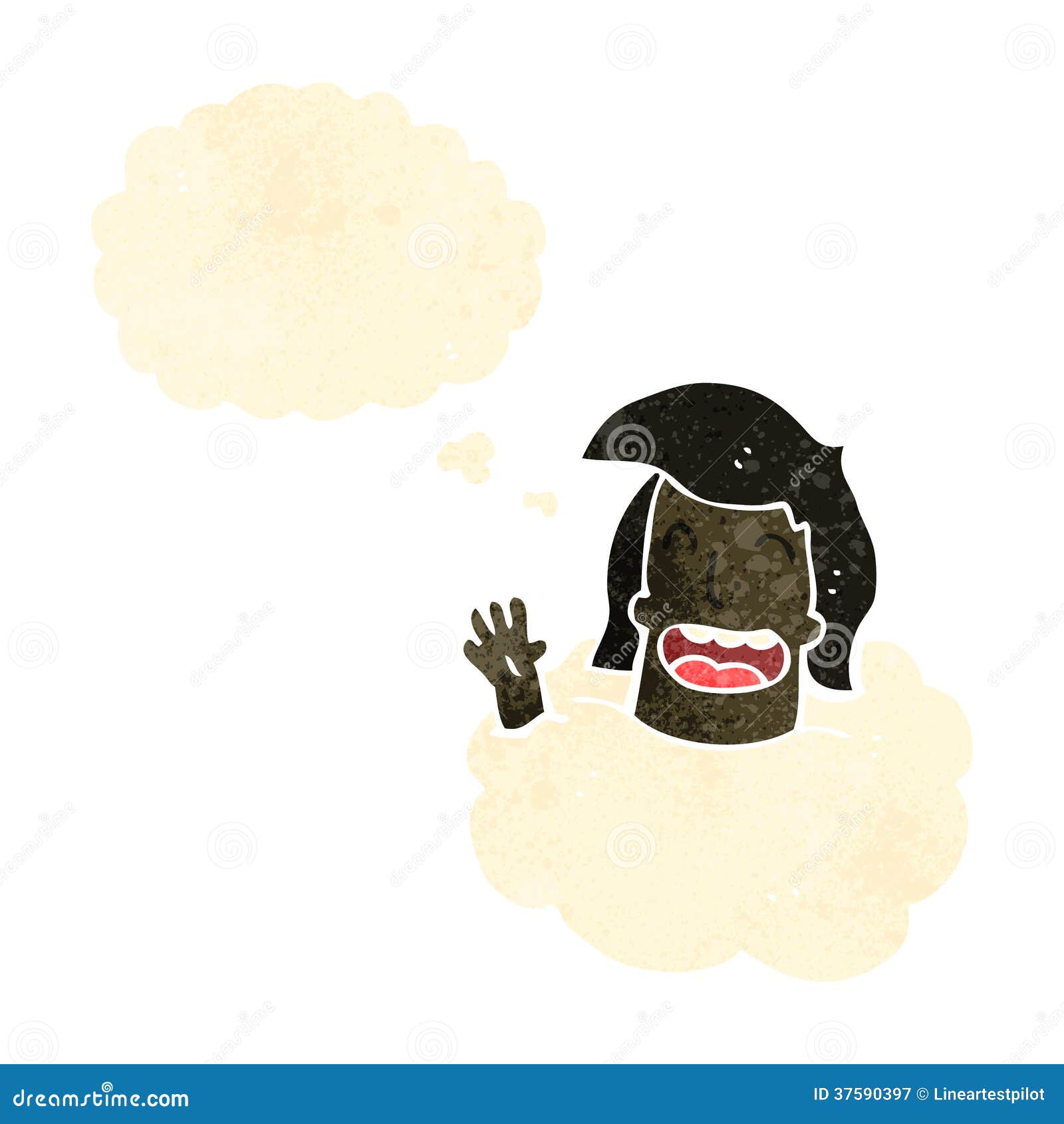 Retro Cartoon Head in Clouds, Stock Illustration - Illustration of ...