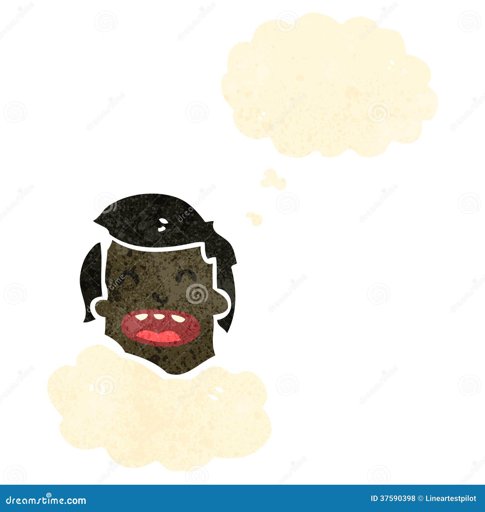 Retro Cartoon Head in Clouds, Stock Illustration - Illustration of ...