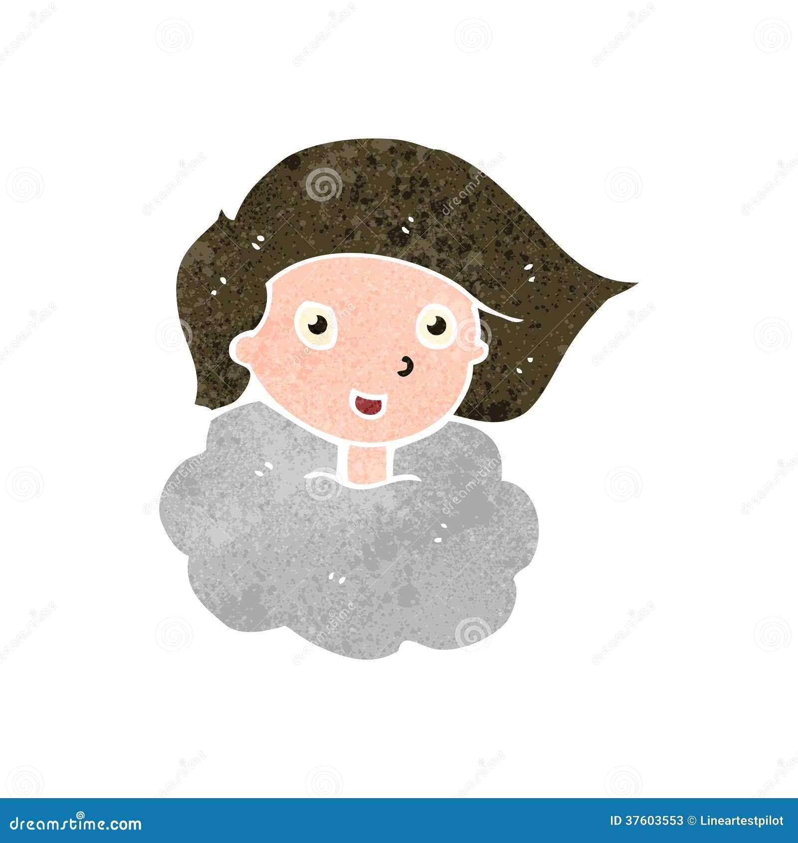 Retro Cartoon Head in Clouds Stock Illustration - Illustration of ...