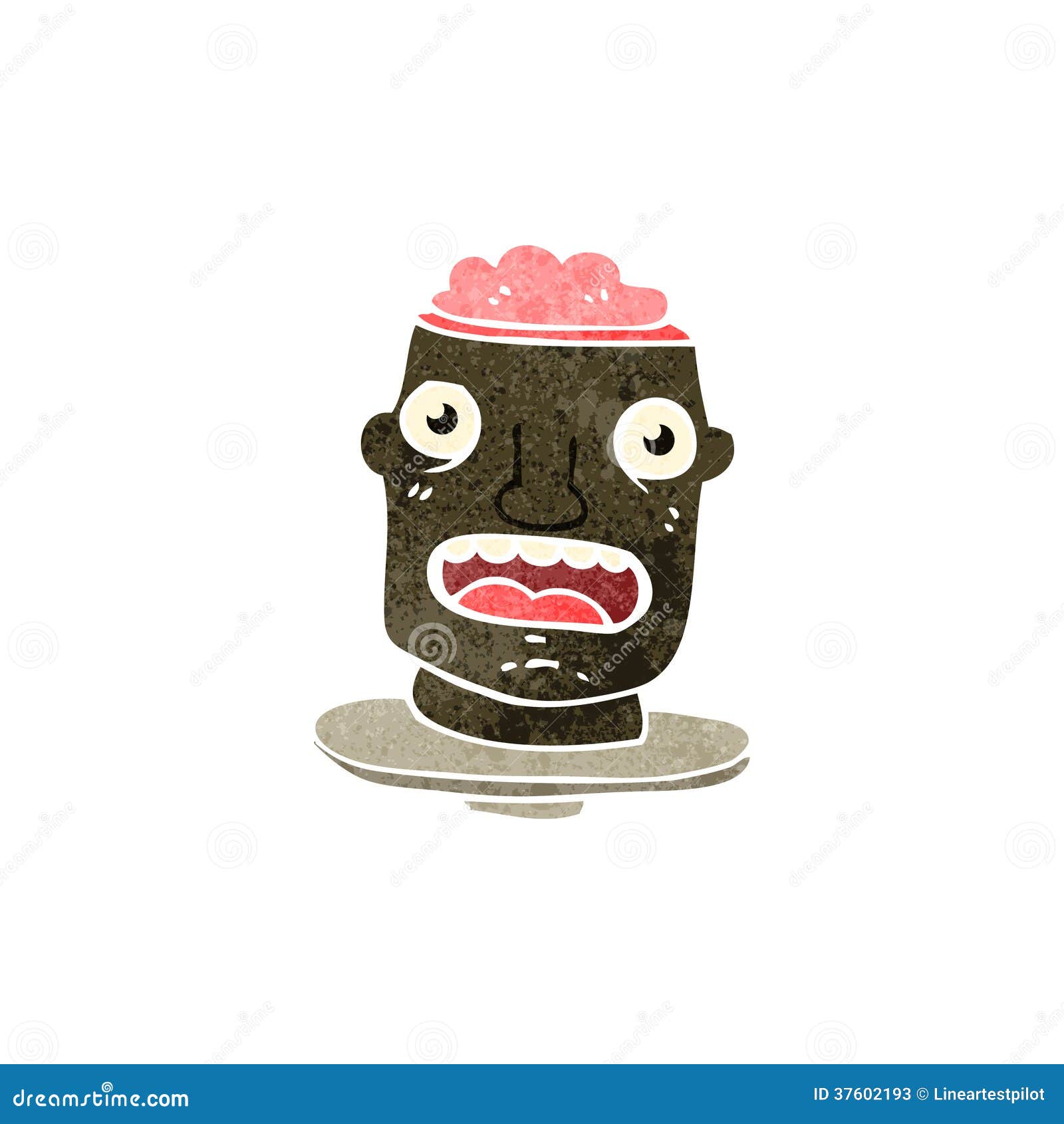 Retro Cartoon Head with Exposed Brain Stock Illustration - Illustration ...