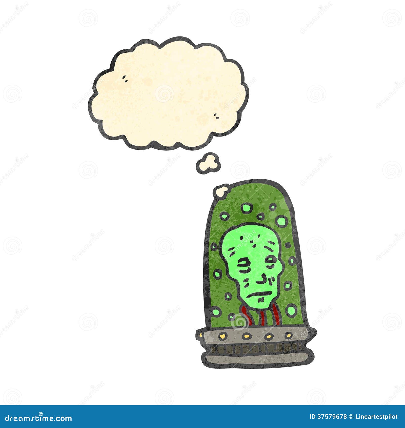 Retro cartoon head in jar stock vector. Illustration of bubble - 37579678