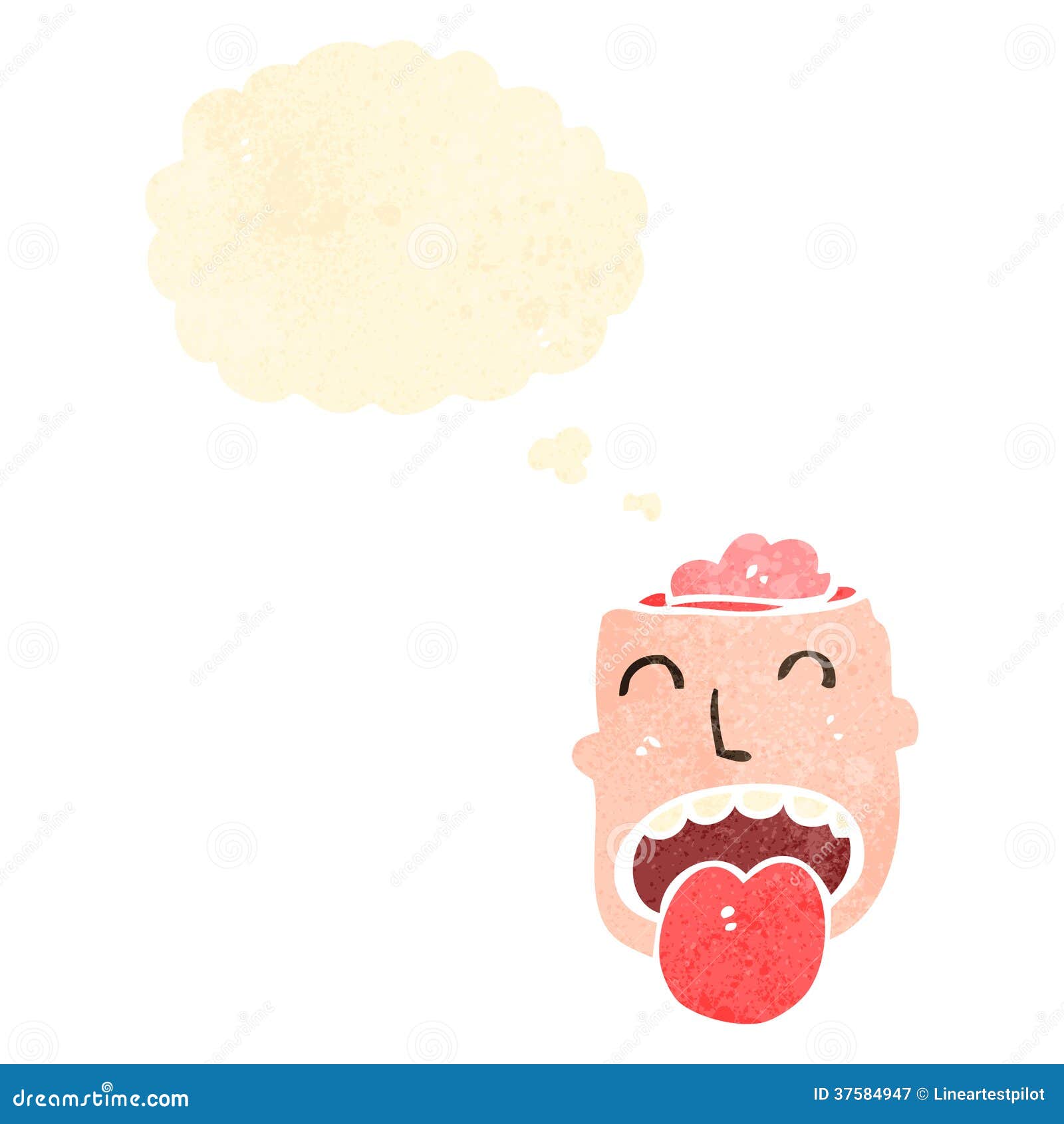 Retro Cartoon Head with Open Brain Stock Illustration - Illustration of ...