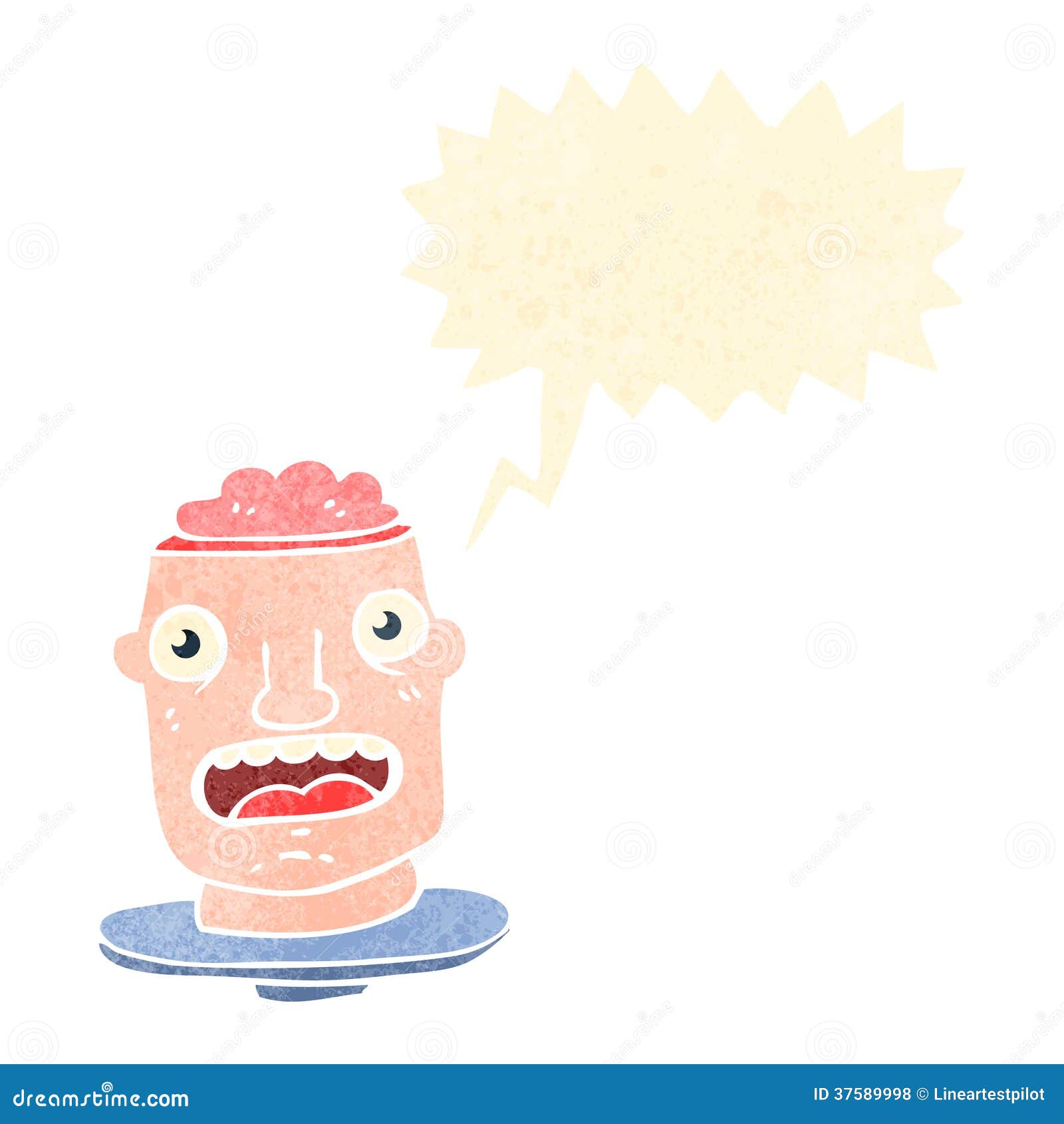 Retro Cartoon Head on Plate Stock Illustration - Illustration of hand ...