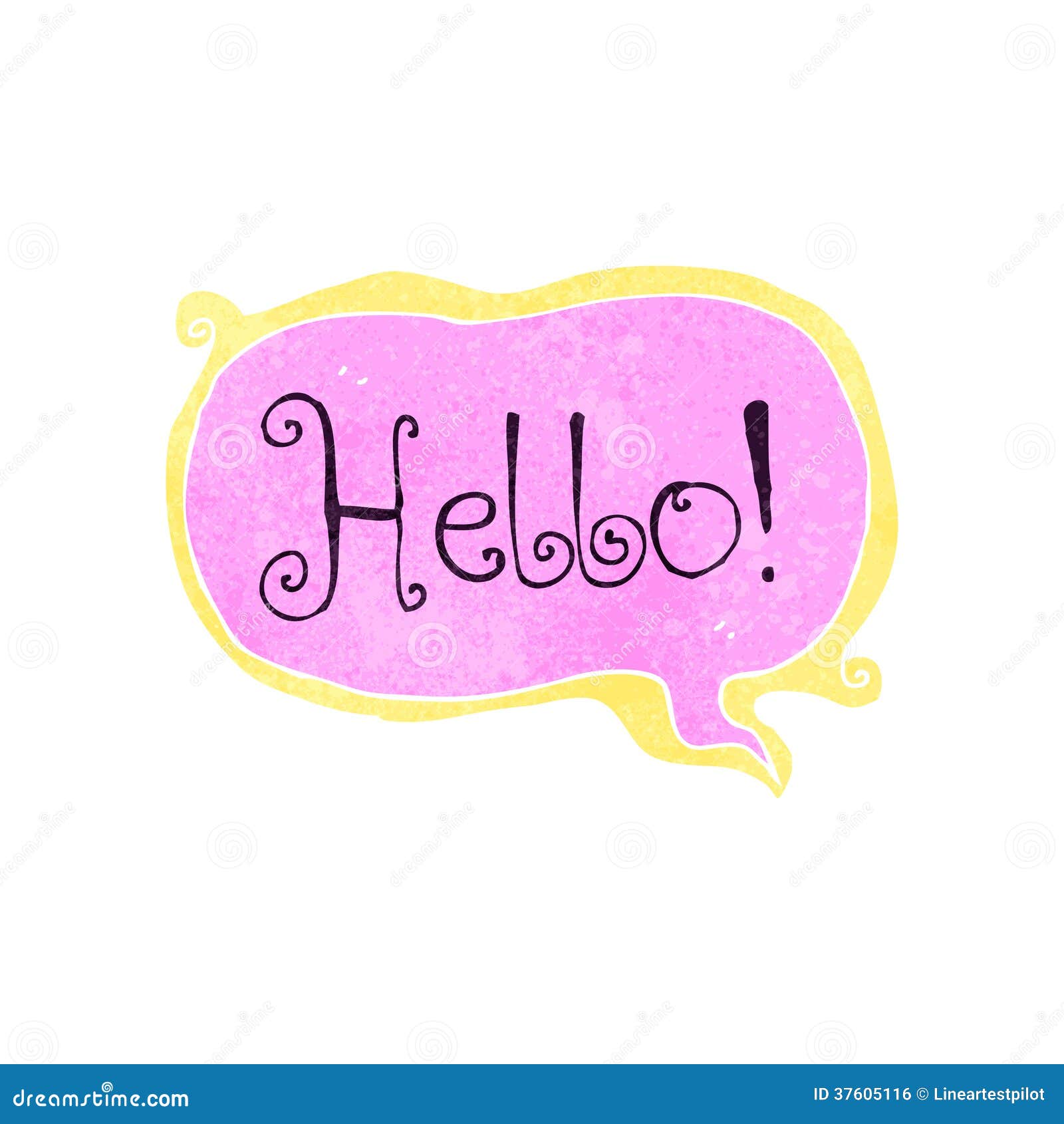 Retro cartoon hello symbol stock illustration. Illustration of balloon ...