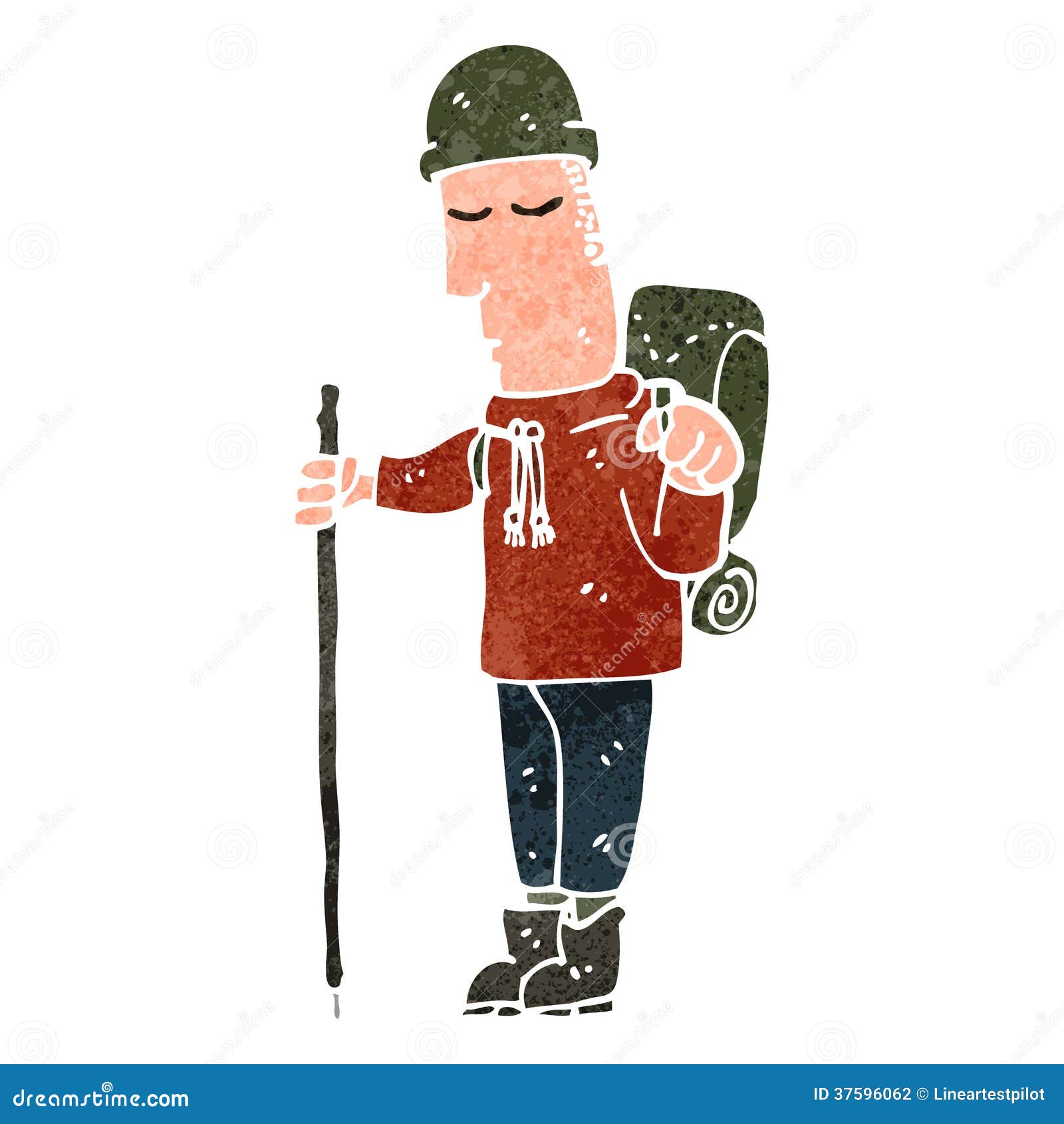 Retro cartoon hiker stock vector. Illustration of cartoon - 37596062