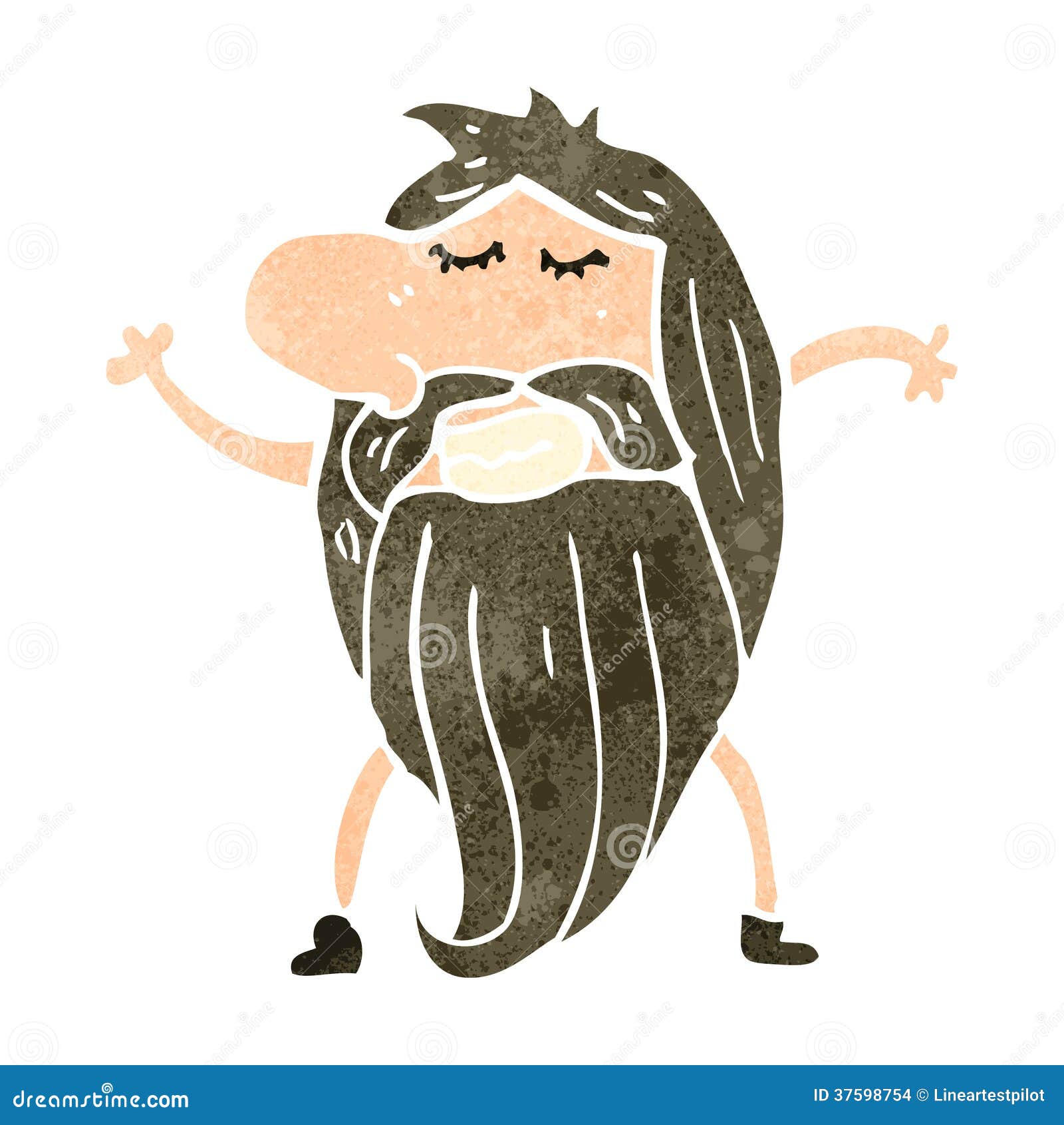 Retro cartoon hippie man stock vector. Illustration of watercolor ...