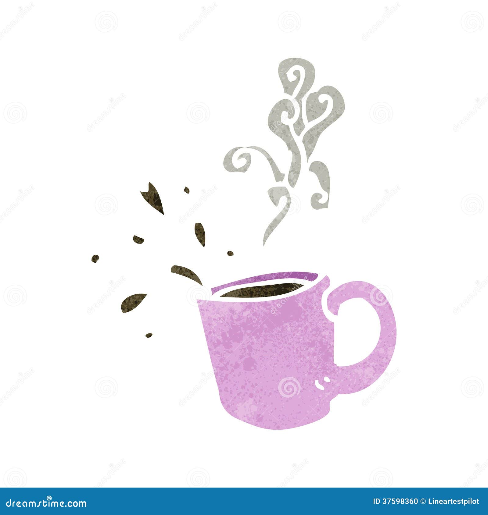 Retro cartoon hot coffee stock vector. Illustration of cute - 37598360