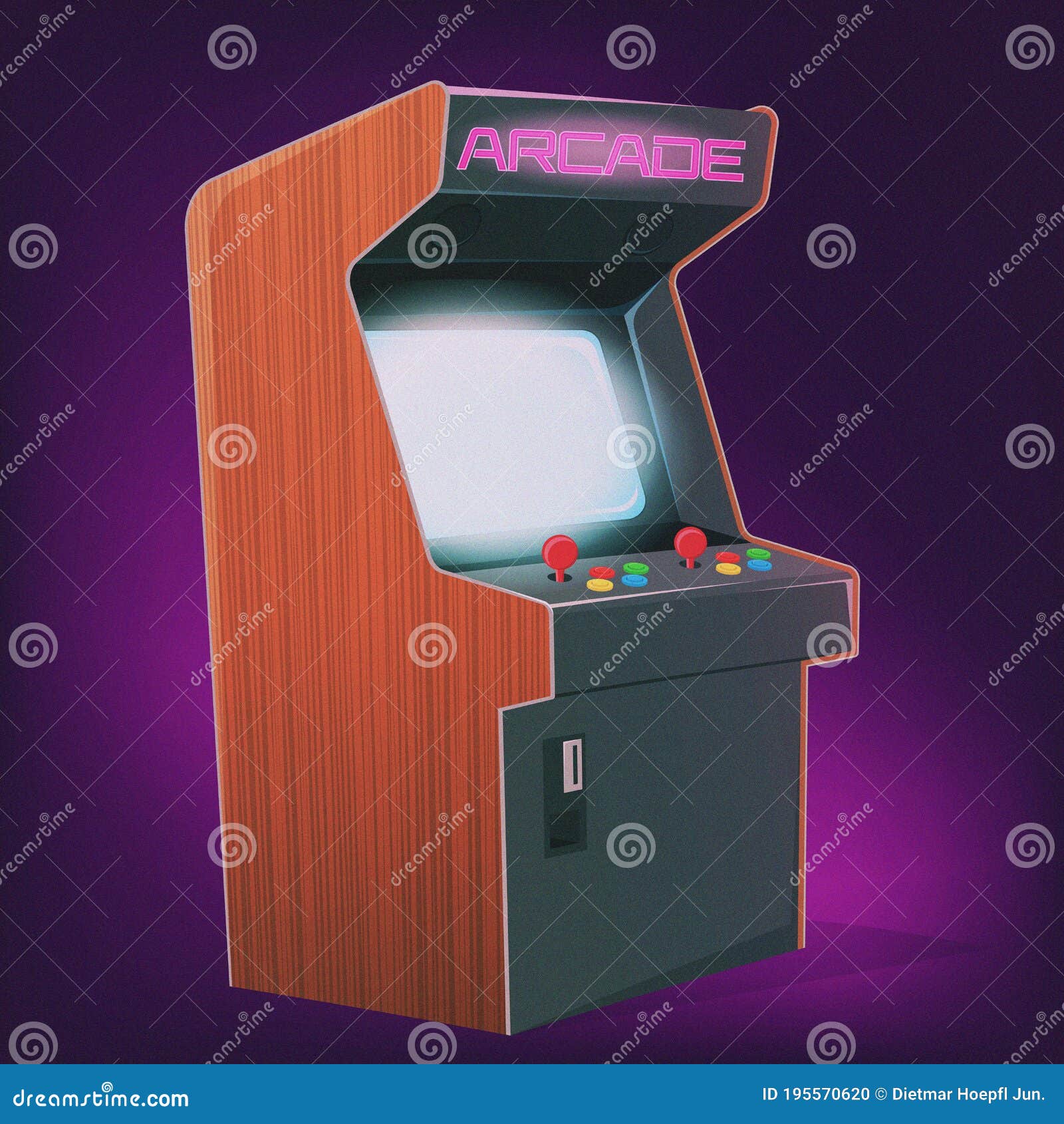 Retro Cartoon Illustration of an Arcade Station Stock Illustration ...