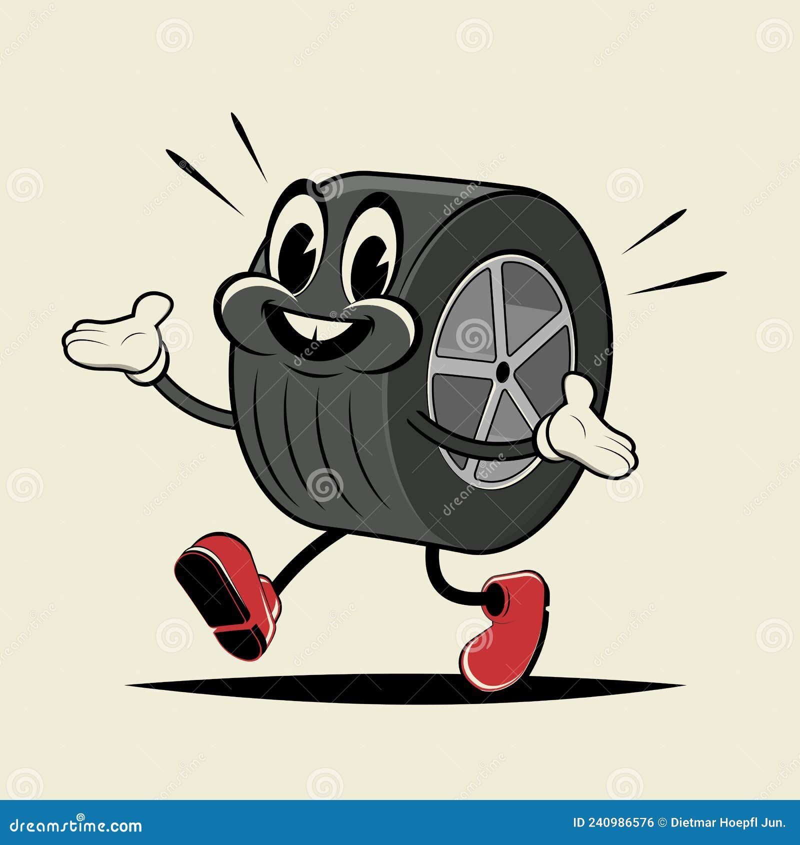 Retro Cartoon Illustration of a Tire Stock Vector - Illustration of ...