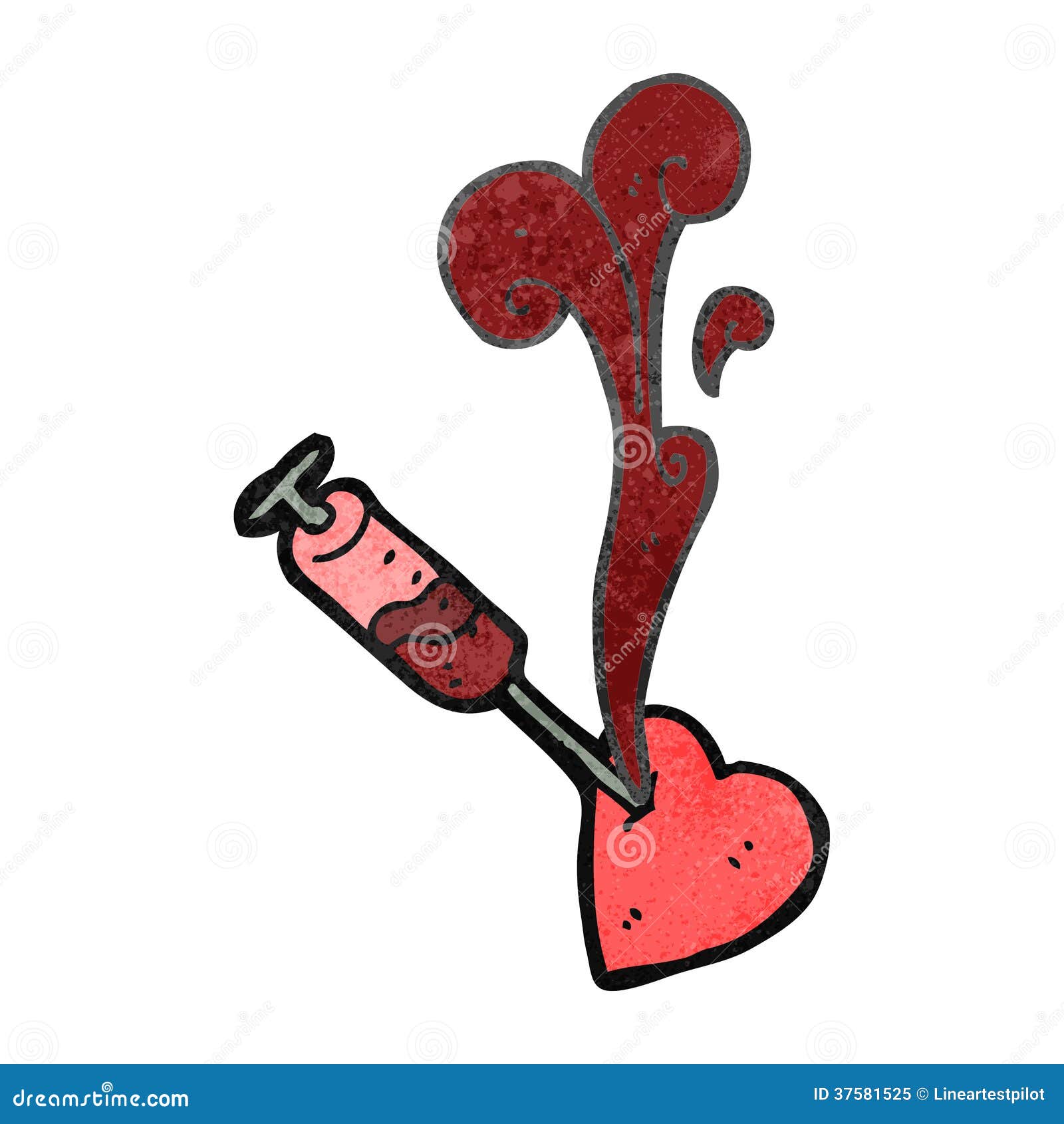 Retro Cartoon Injection in Heart Stock Vector - Illustration of quirky ...