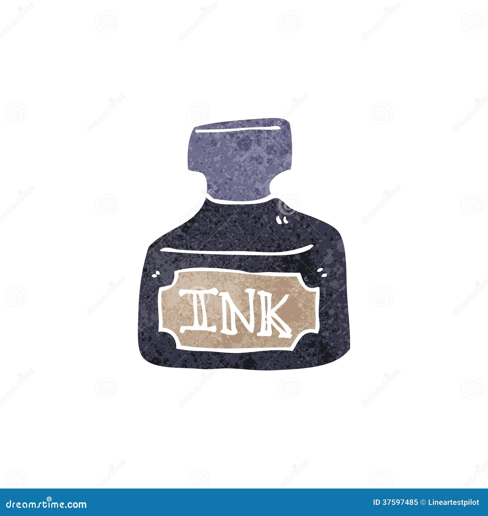 Retro cartoon ink pot stock illustration. Illustration of cute - 37597485