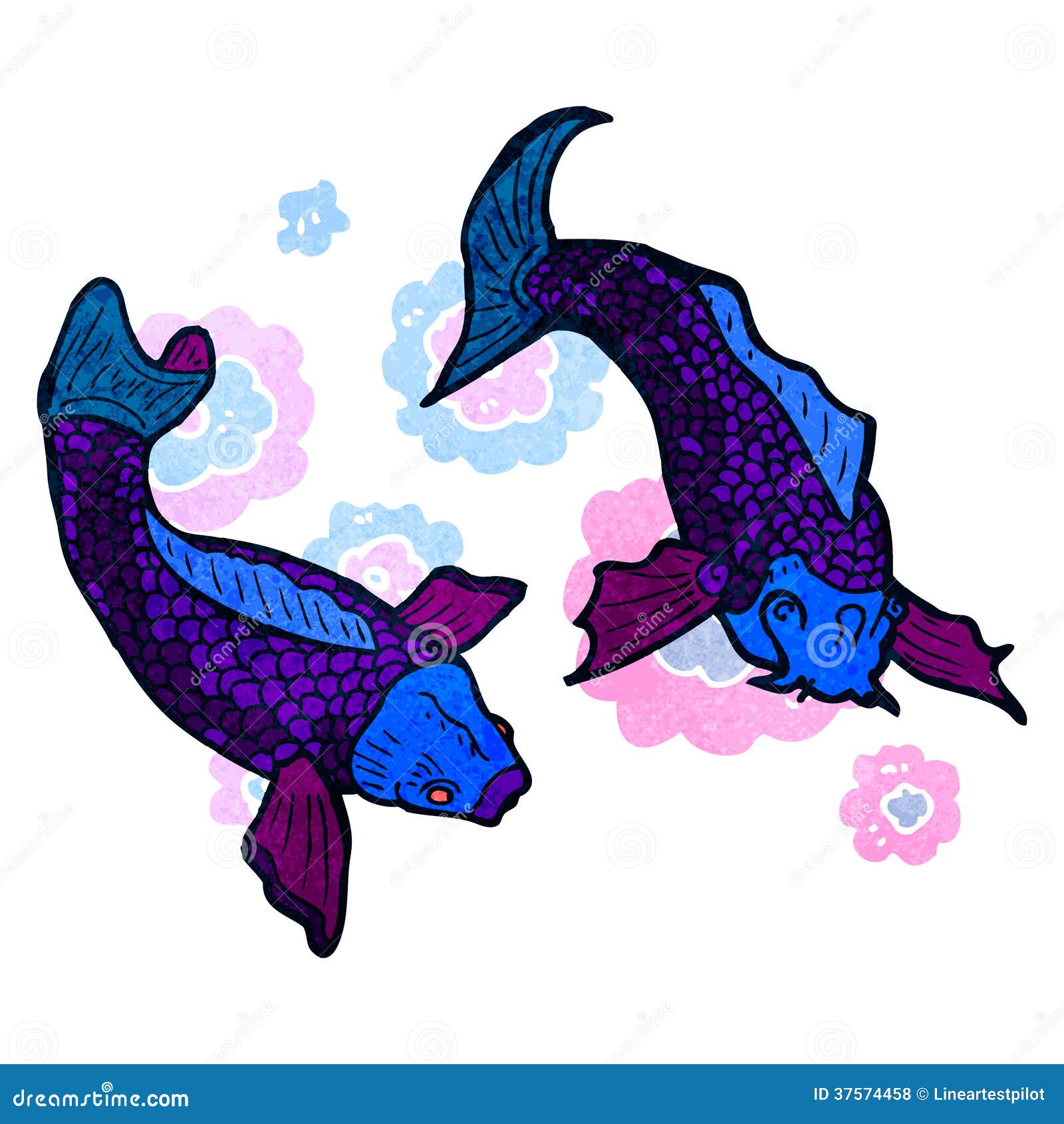 Retro Cartoon Japanese Fish Stock Vector - Illustration of texture ...