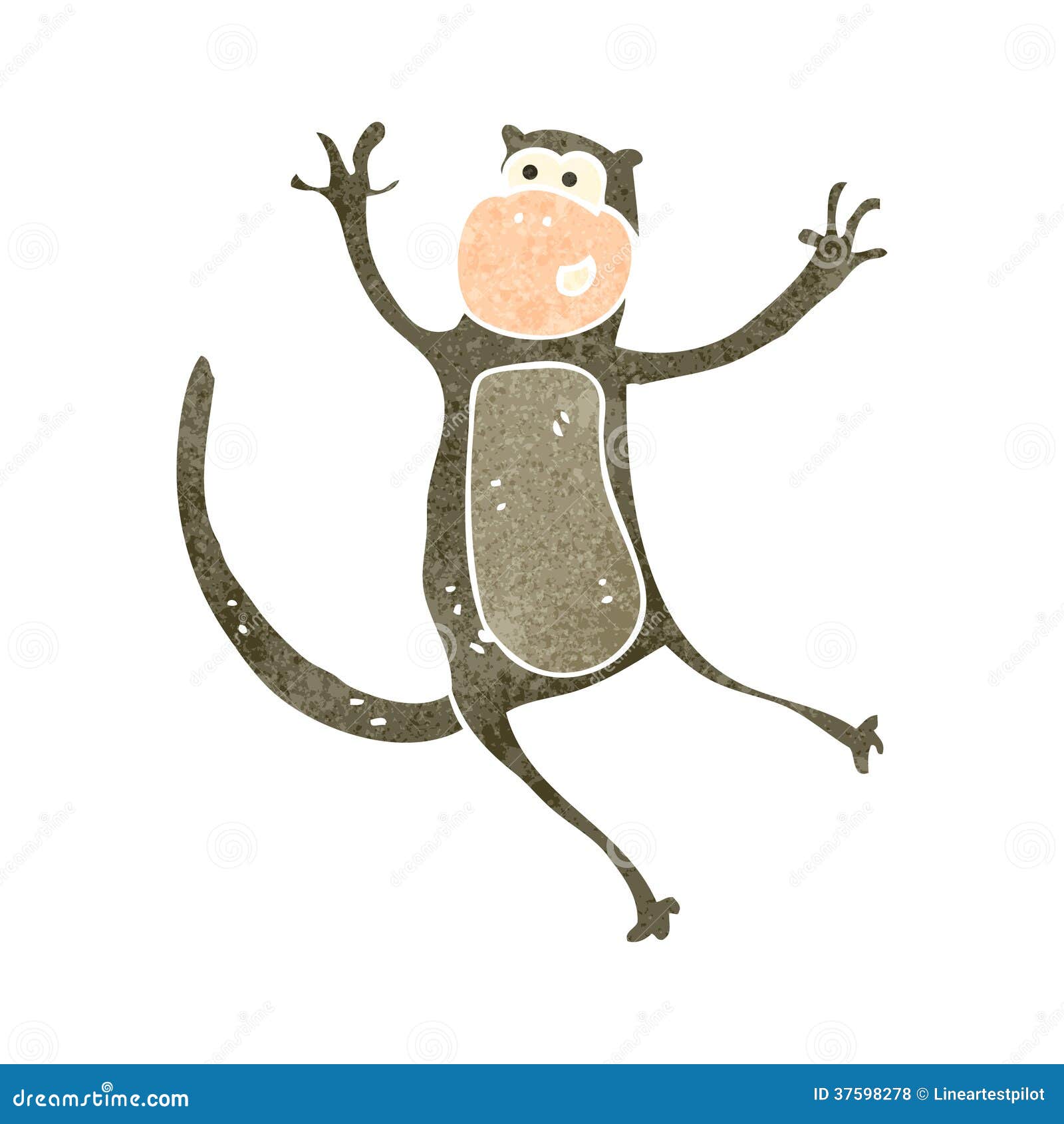 Retro Cartoon Jumping Monkey Stock Vector - Illustration of texture ...