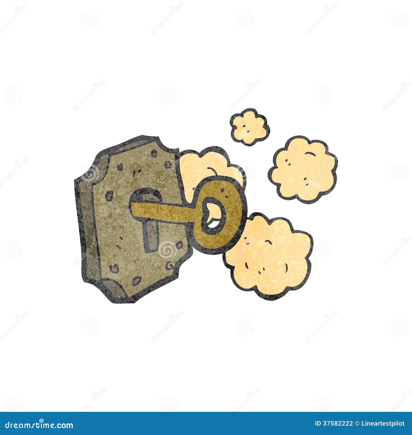 Retro cartoon key in lock stock vector. Illustration of cute - 37582222