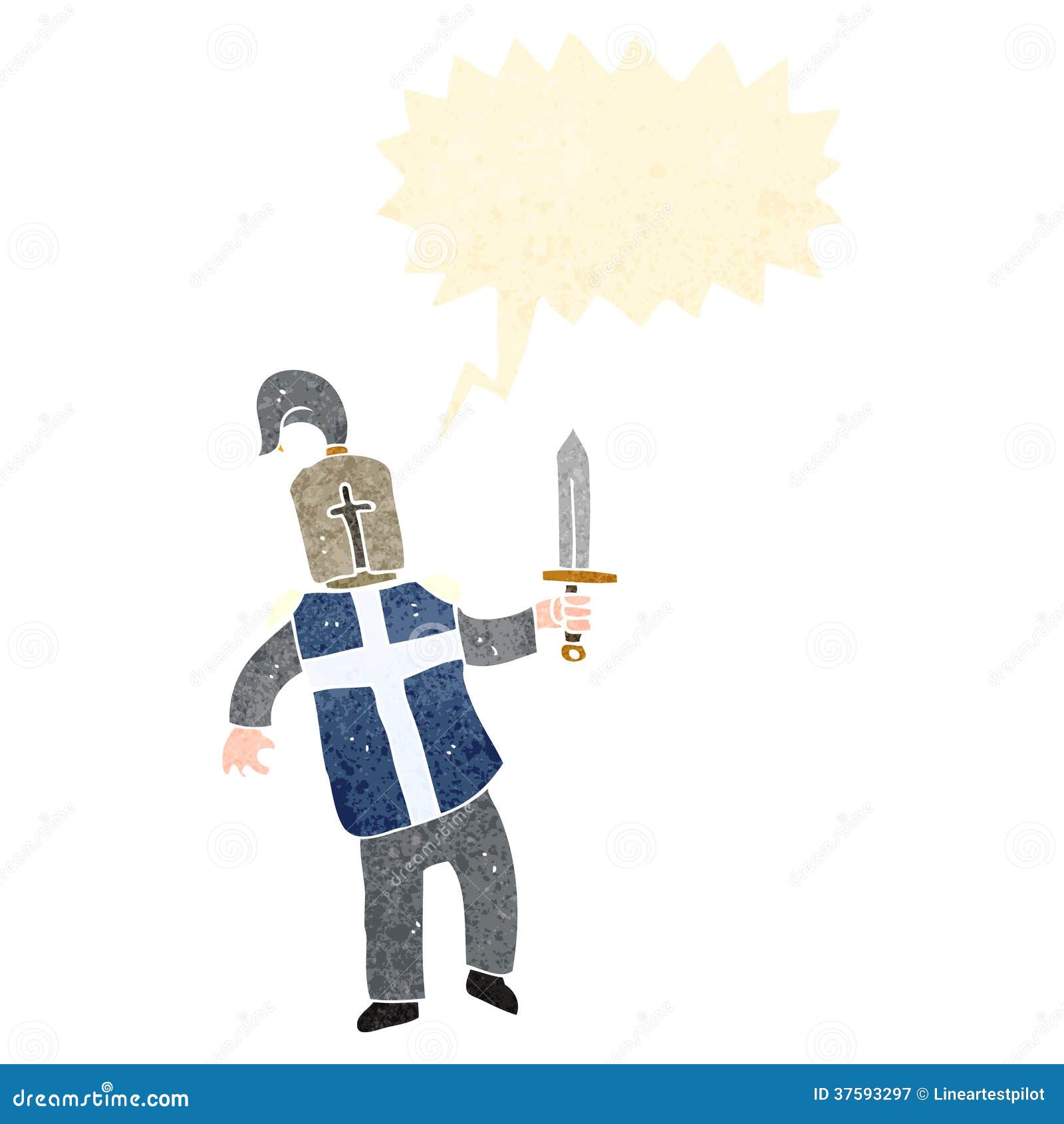 Retro cartoon knight stock vector. Illustration of drawing - 37593297
