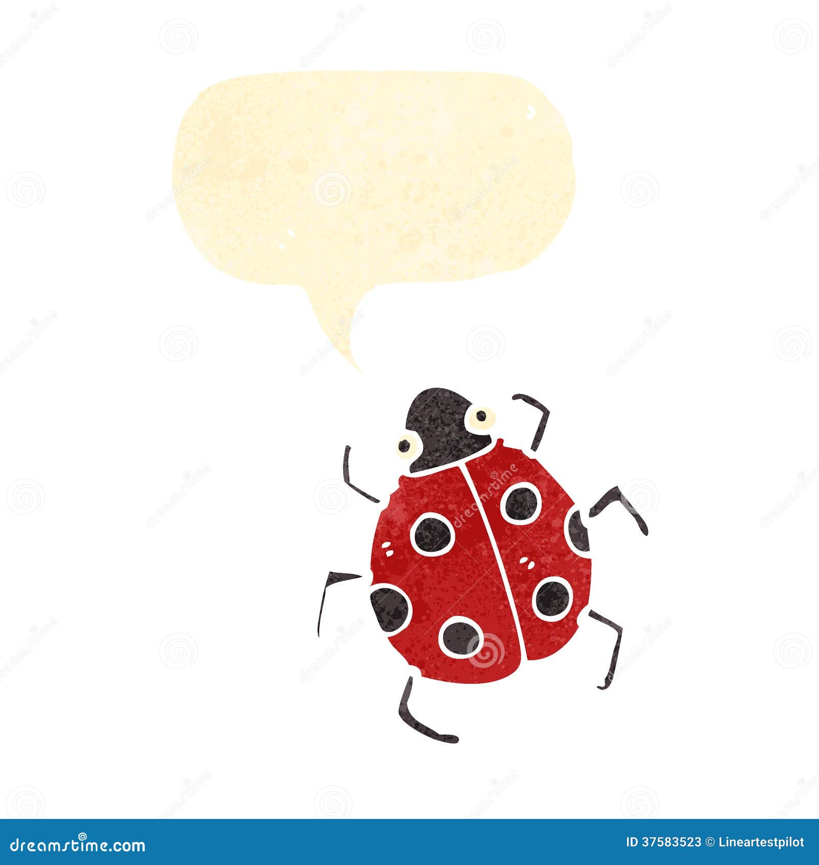 Retro cartoon ladybug stock vector. Illustration of textured - 37583523
