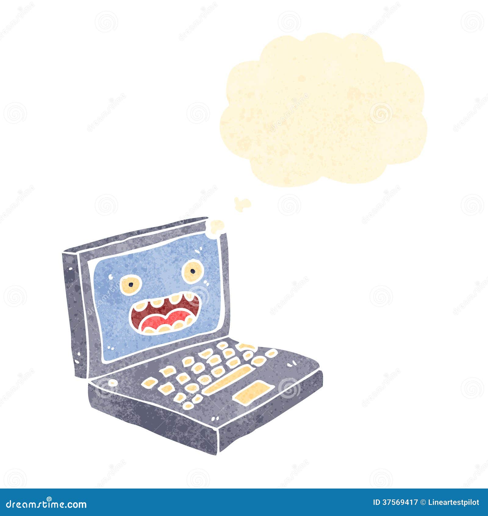 Retro Cartoon Laptop Computer Stock Vector - Illustration of colorful ...