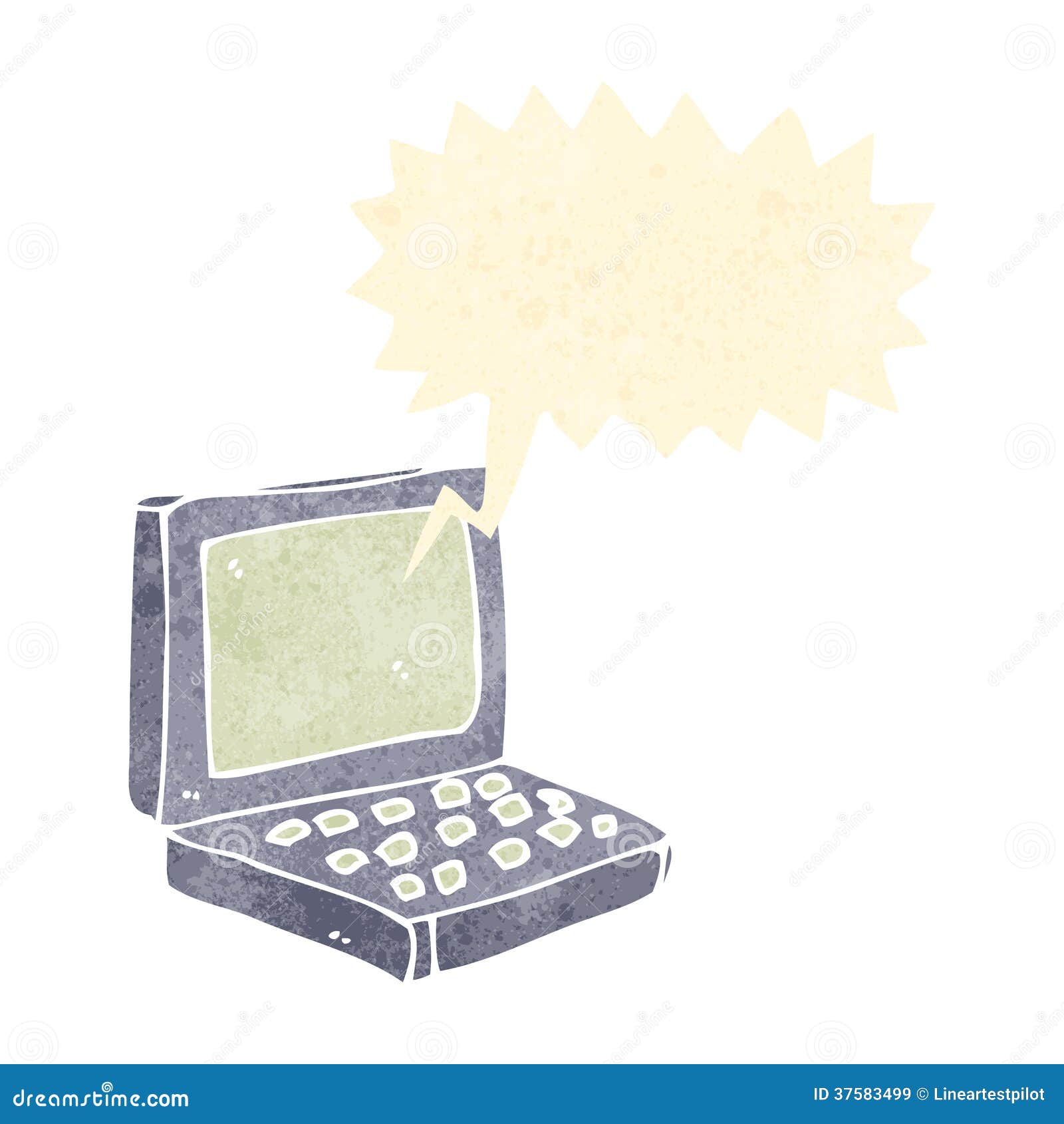 Retro Cartoon Laptop Computer Stock Illustration - Illustration of ...