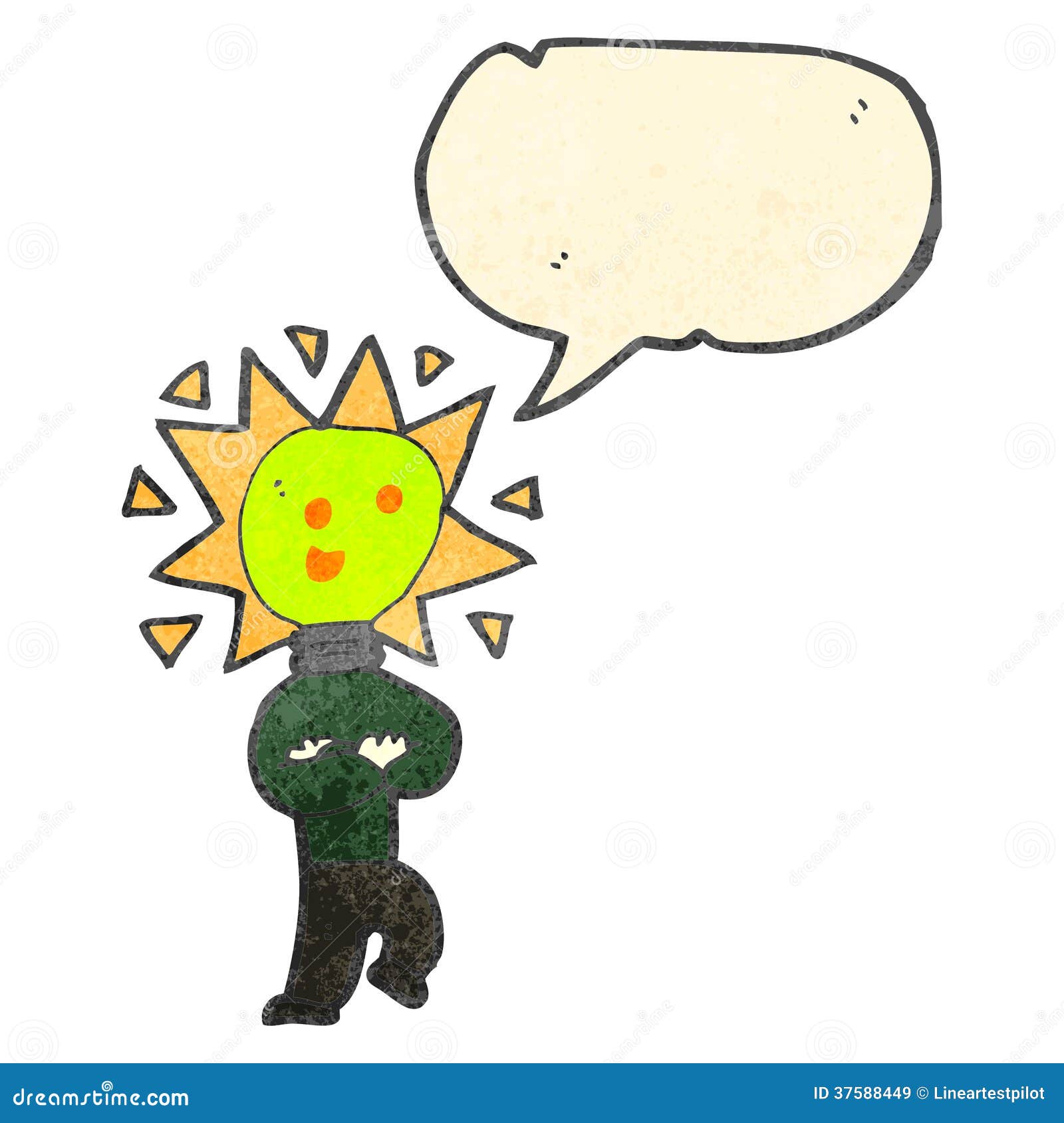 Retro Cartoon Light Bulb Head Man Stock Vector - Illustration of ...