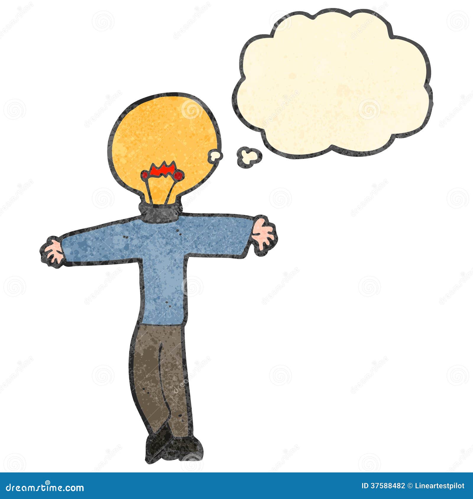 Retro Cartoon Light Bulb Head Man Stock Vector - Illustration of ...