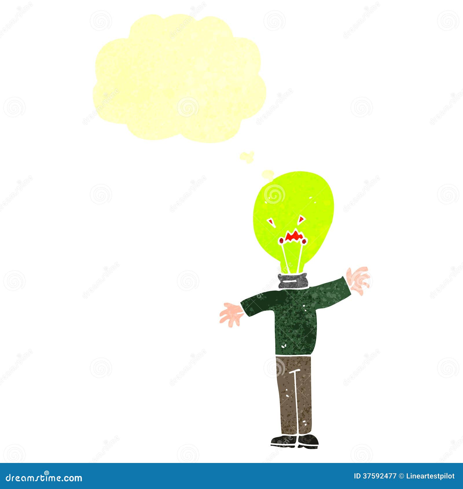 Retro Cartoon Light Bulb Head Man Stock Vector - Illustration of ...