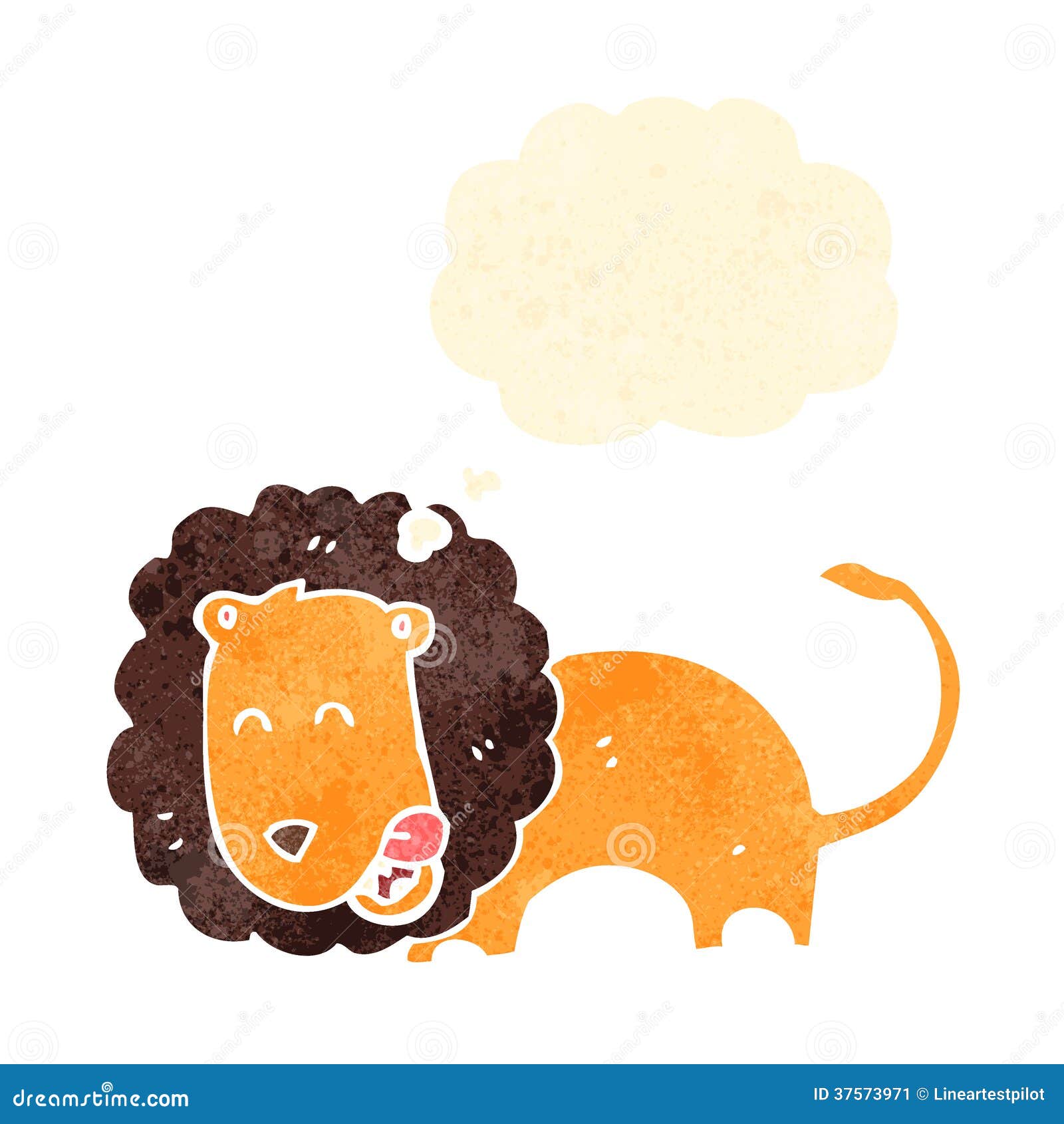 Retro Cartoon Lion with Thought Bubble Stock Vector - Illustration of ...