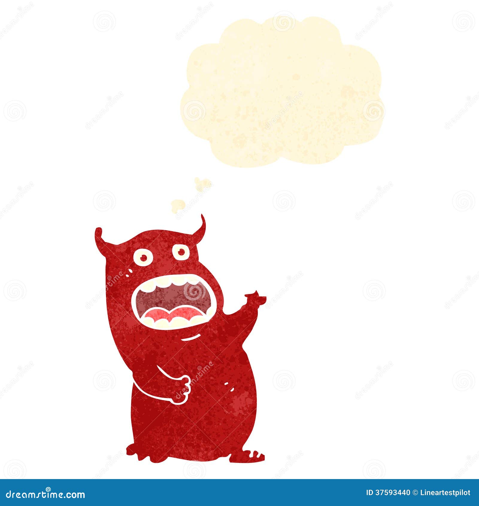 Retro Cartoon Little Alien Monster Stock Vector - Illustration of ...