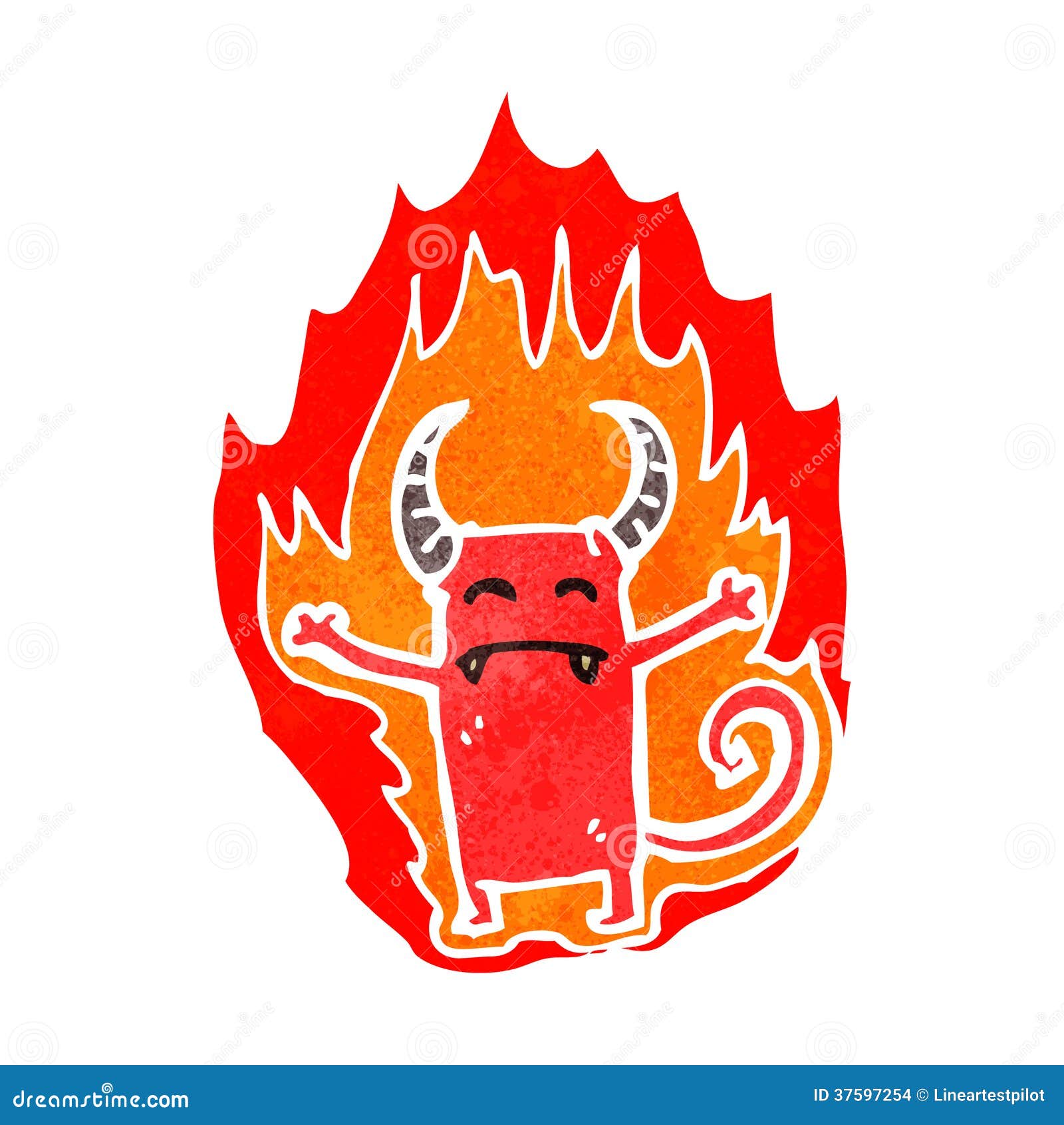 Retro cartoon little devil stock vector. Illustration of funny - 37597254