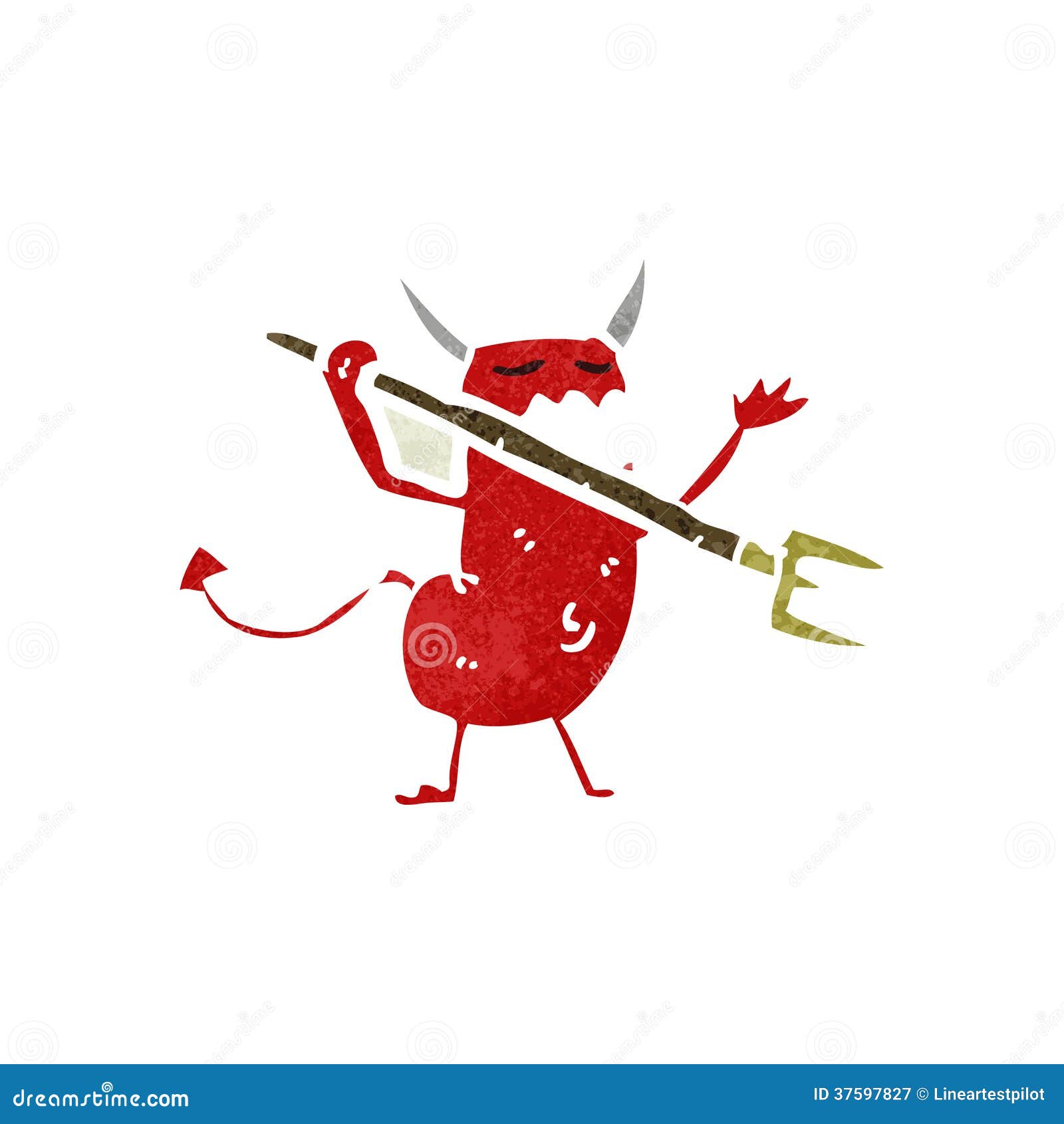 Retro cartoon little devil stock vector. Illustration of devil - 37597827