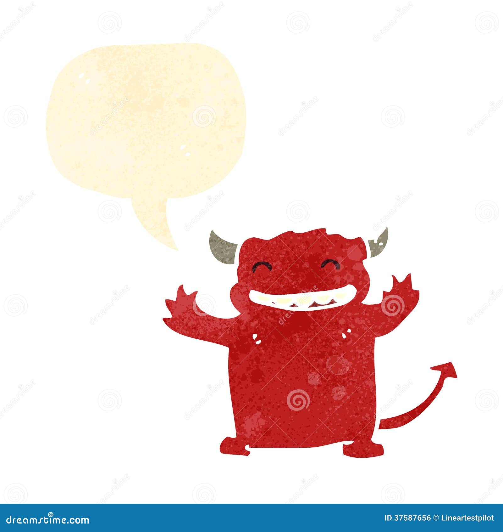Retro Cartoon Little Devil Smiling Stock Vector - Illustration of ...