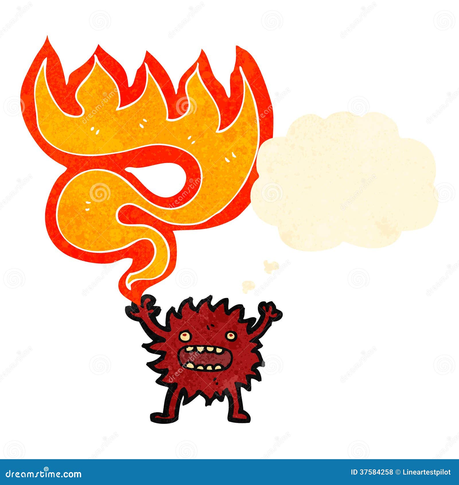 Retro Cartoon Little Fire Imp Stock Illustration - Illustration of cute ...