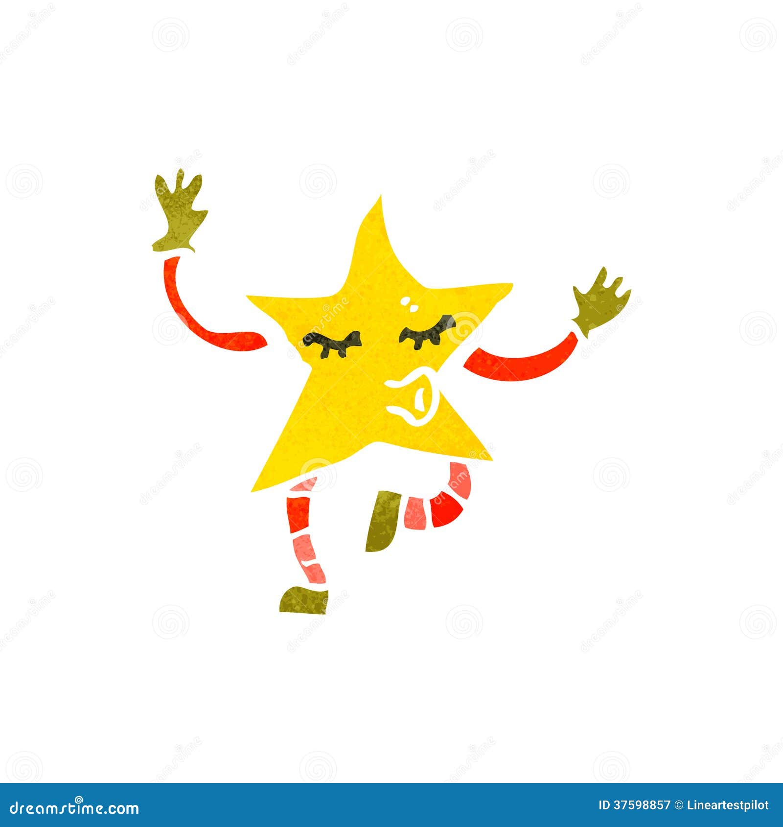 Retro Cartoon Little Star Creature Stock Vector - Illustration of ...