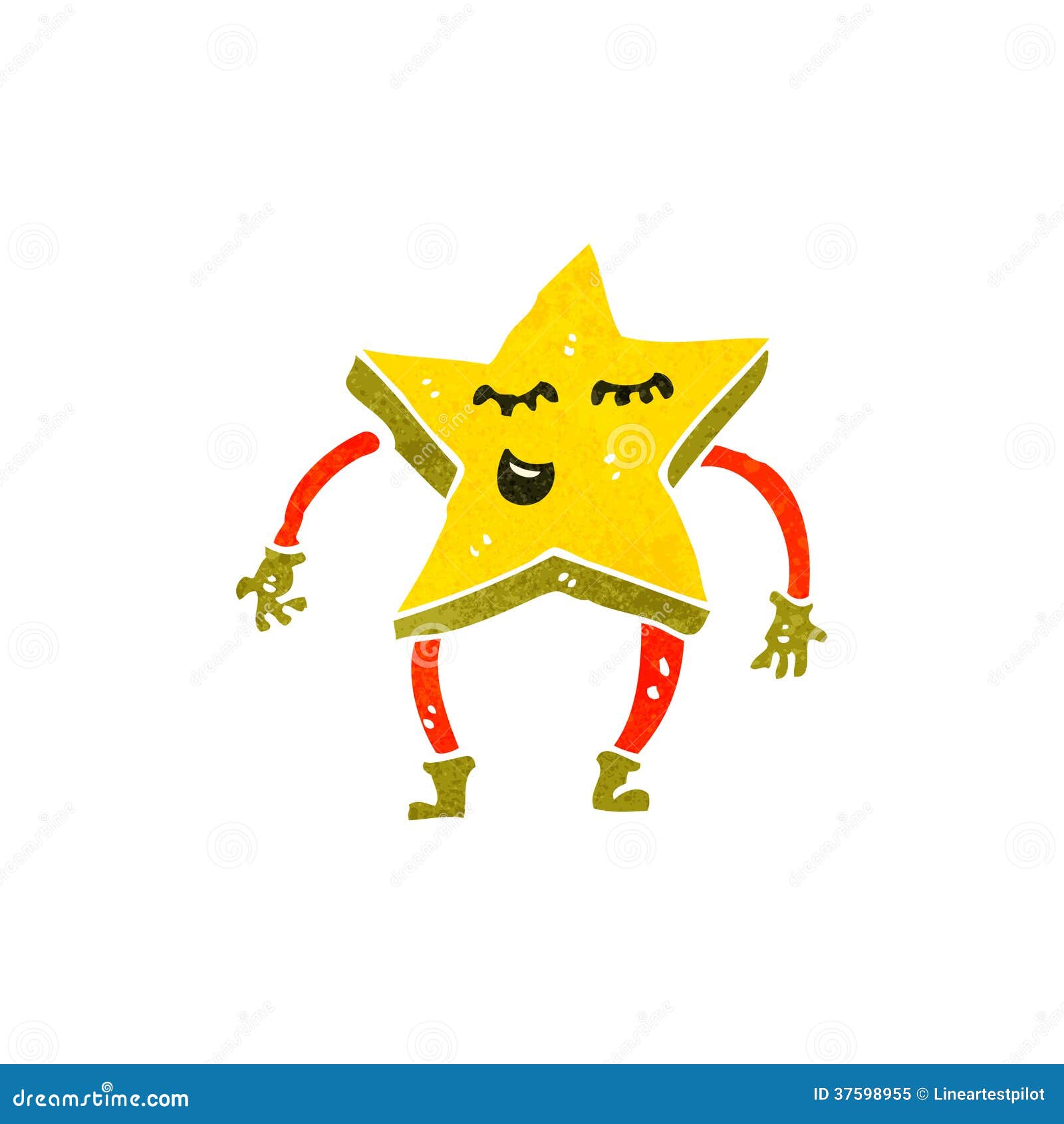 Retro Cartoon Little Star Creature Stock Vector - Illustration of cute ...