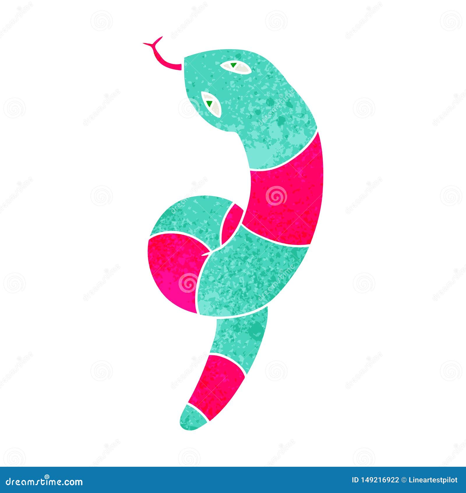 Retro Cartoon of a Long Snake Stock Vector - Illustration of funny ...