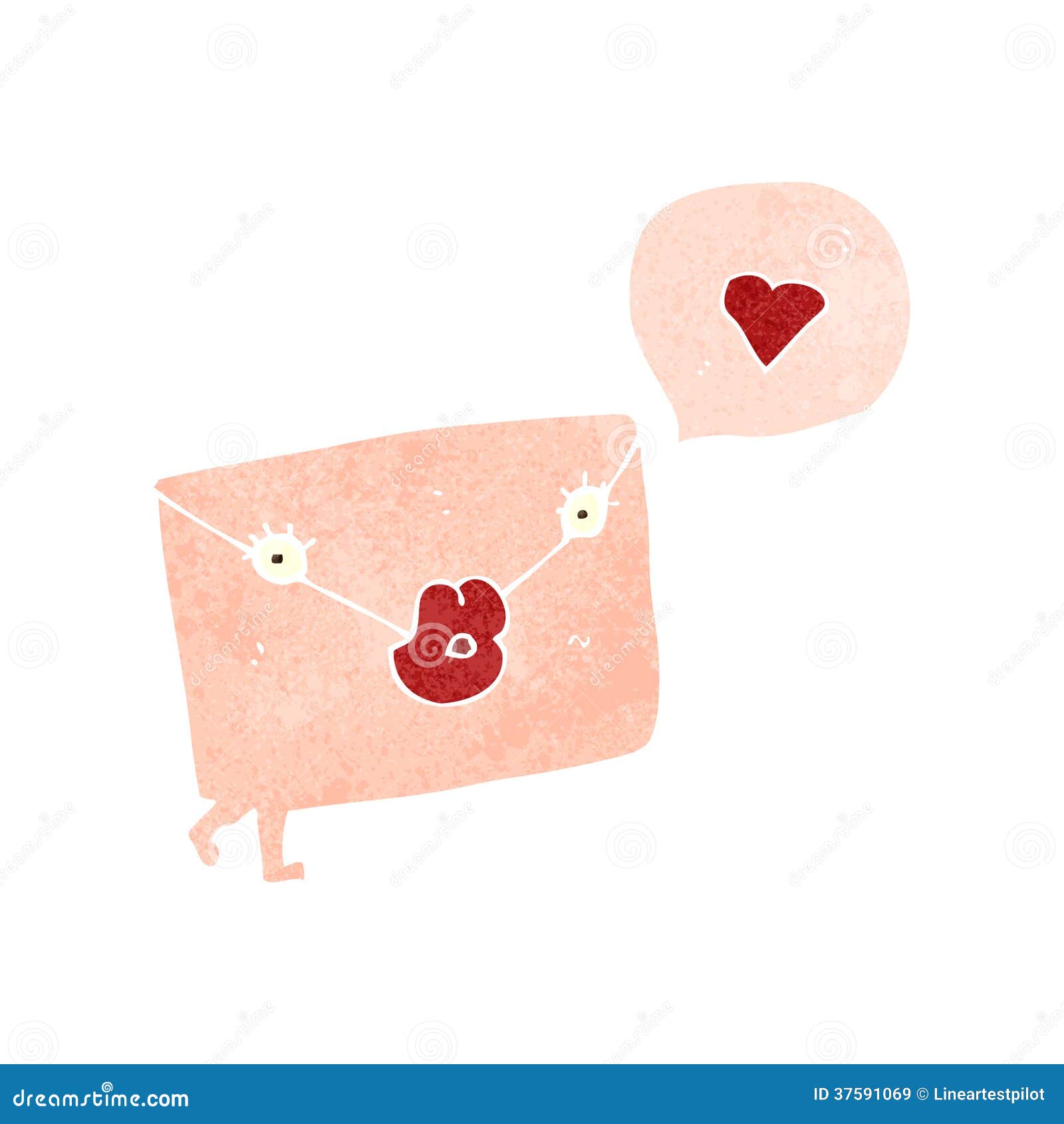 Retro cartoon love letter stock vector. Illustration of hand - 37591069