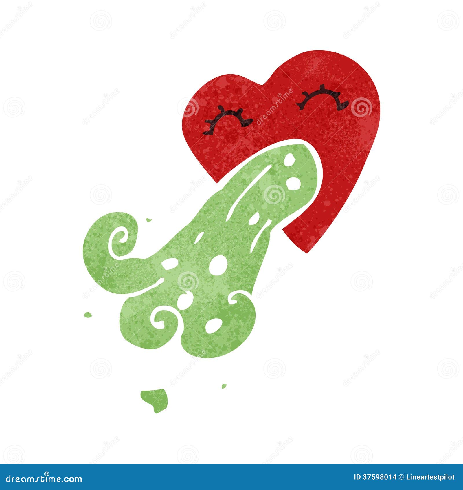 Retro Cartoon Love Sick Heart Stock Vector - Illustration of heart ...